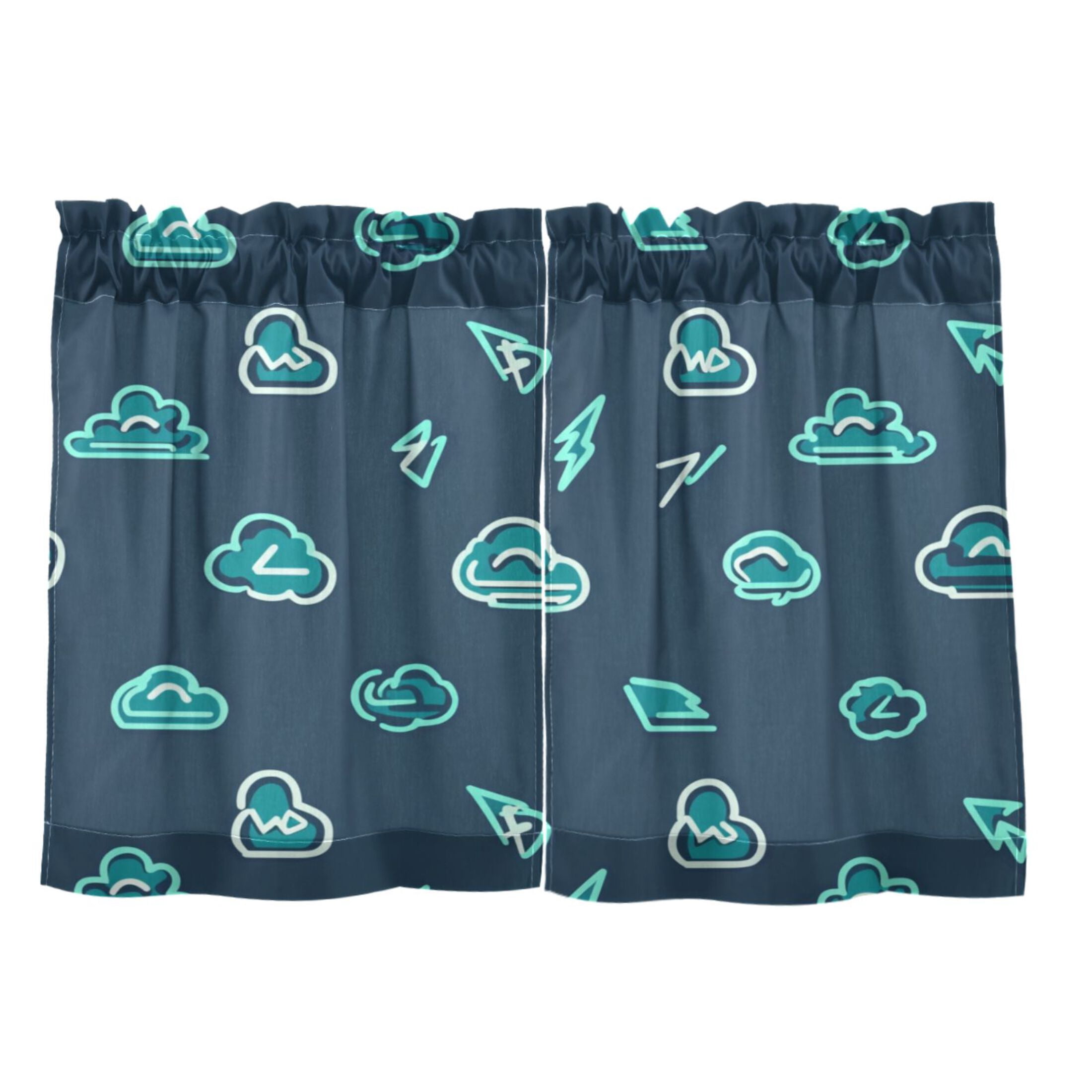 Dynamic Weather Symbols 27"x24" Linen Look Cafe Curtain Set with ...
