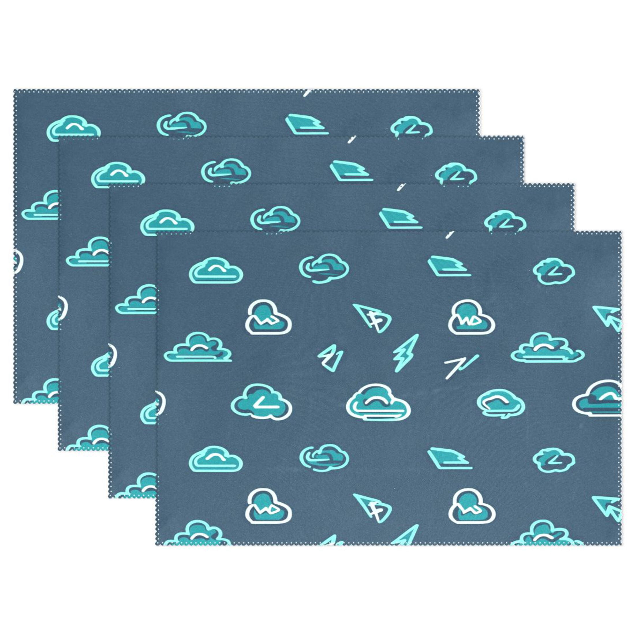 Dynamic Weather Symbols 4-Piece 12x18in Heat-Proof Place Mats Set, Non ...