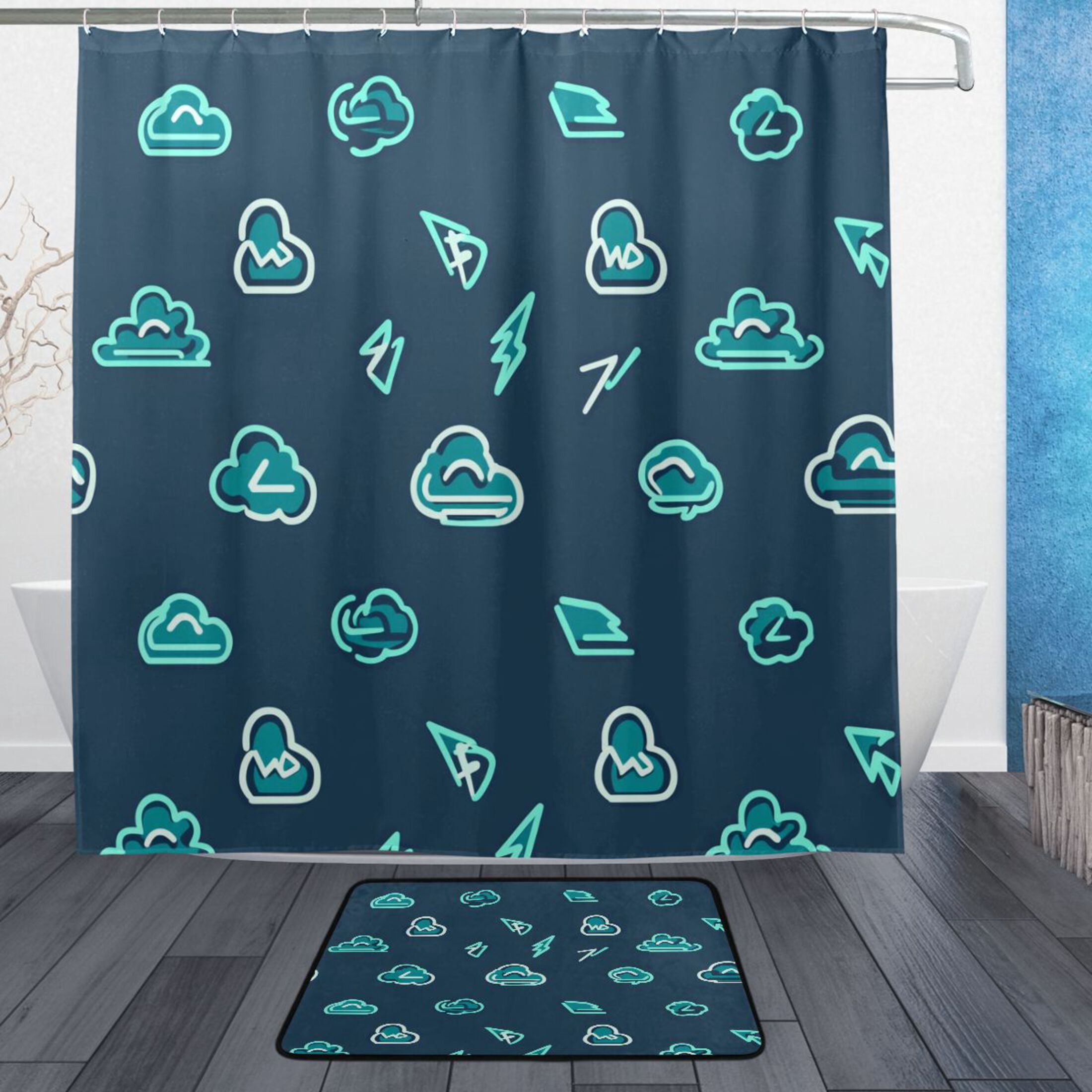 Dynamic Weather Symbols Bathroom Accessory Sets Waterproof Shower ...