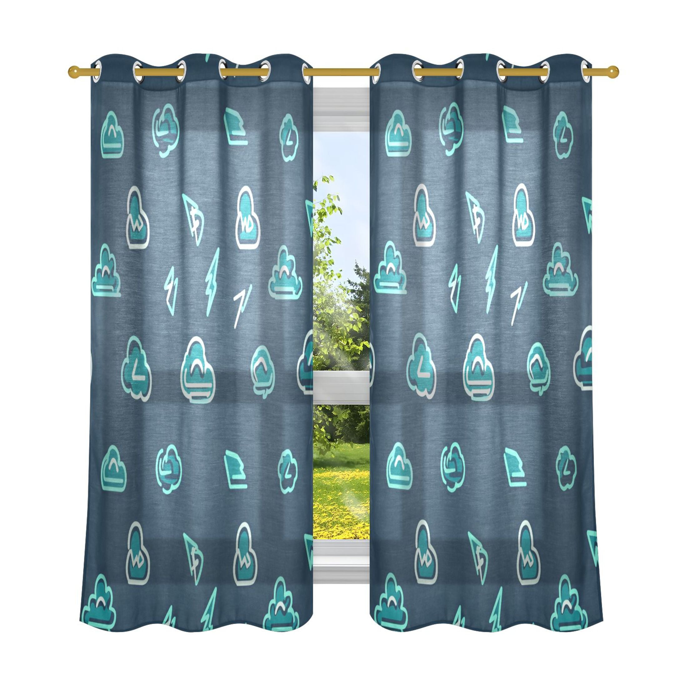 Dynamic Weather Symbols Breathable Sheer Curtains 63x42in Soft Light ...