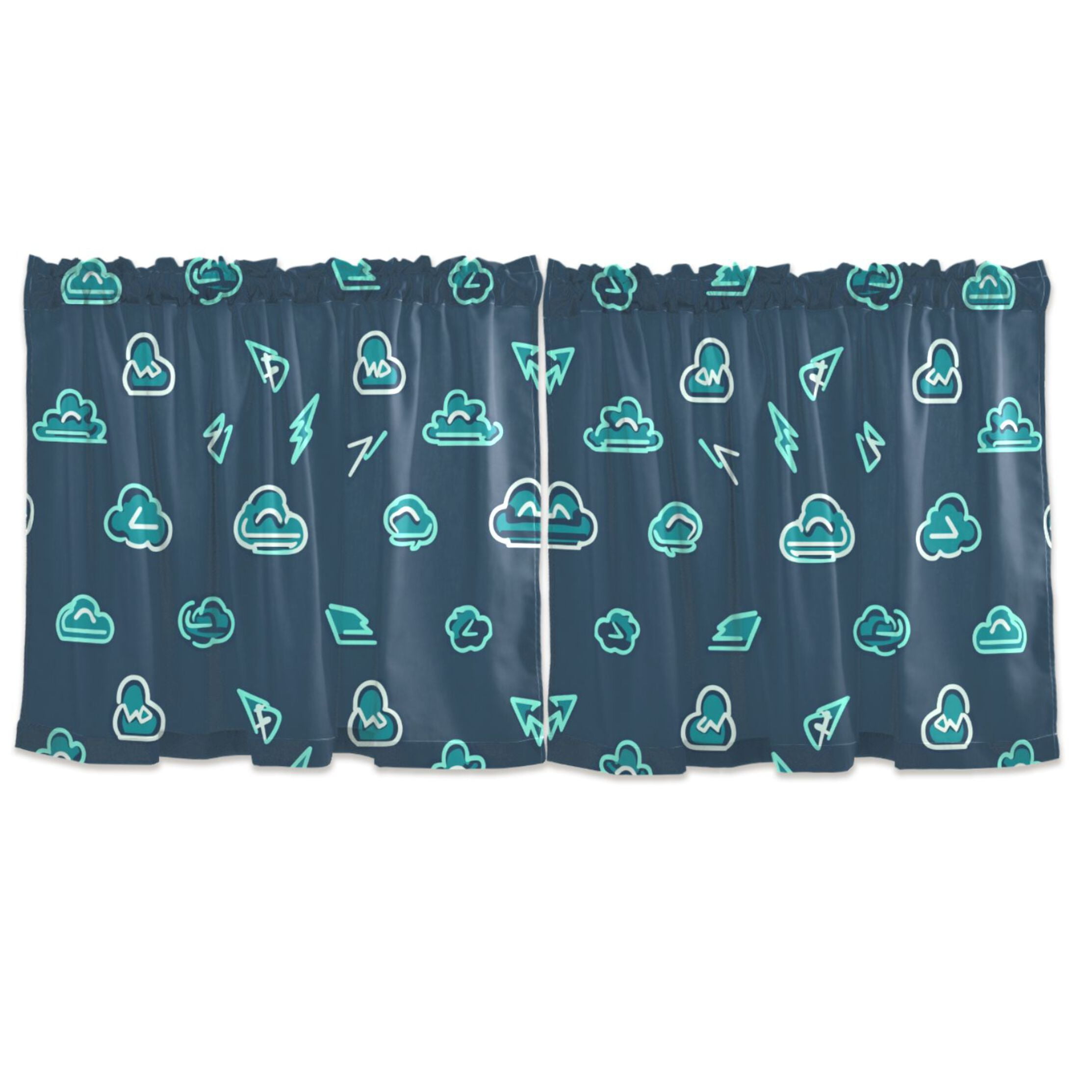 Dynamic Weather Symbols Tier Curtains for Kitchen 57x24 Inch Semi Sheer ...