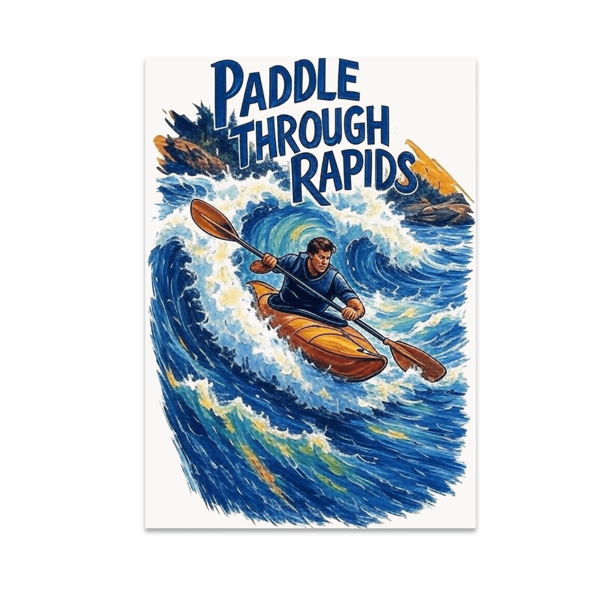 Dynamic Whitewater Kayaking Art - Outdoor Enthusiast - 13x19 Poster ...
