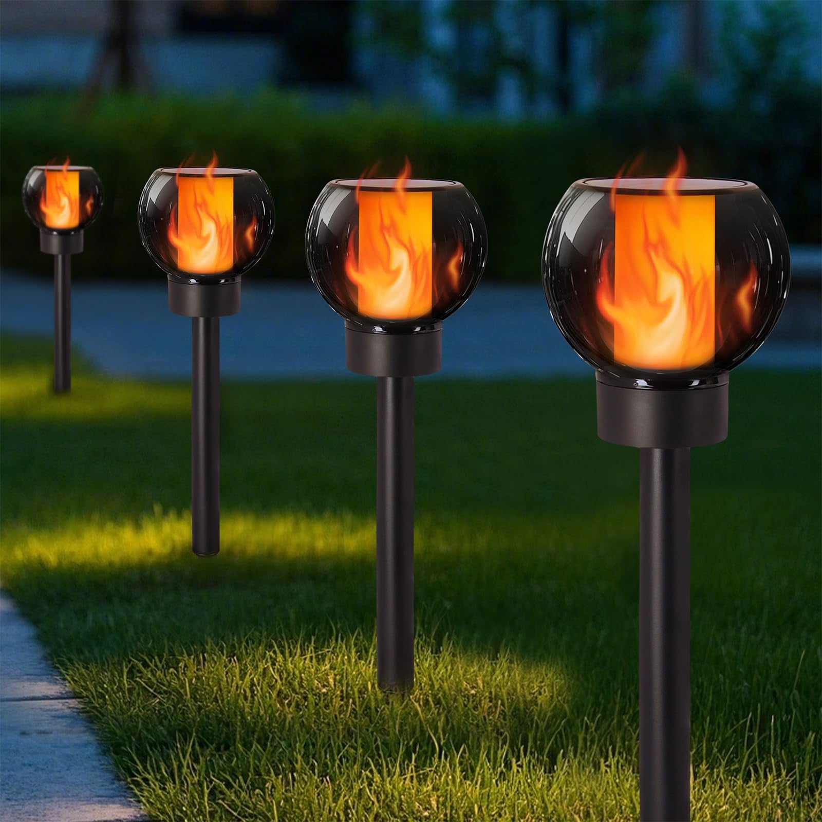 Dynaming 4 Pack Solar DHF10 Torch Lights Outdoor, Flickering Flame ...