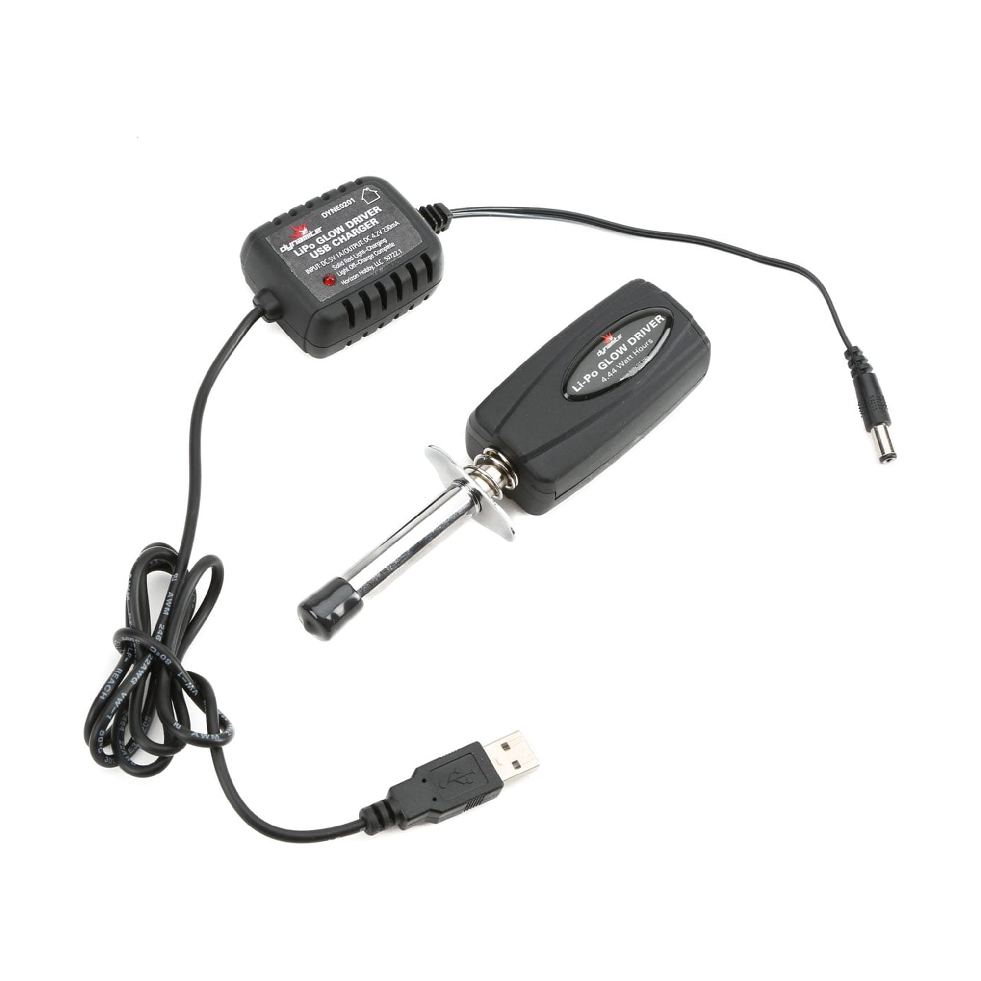 Dynamite LiPo Glow Driver w/ Batt & USB Charger DYNE0201 Glow Plugs ...