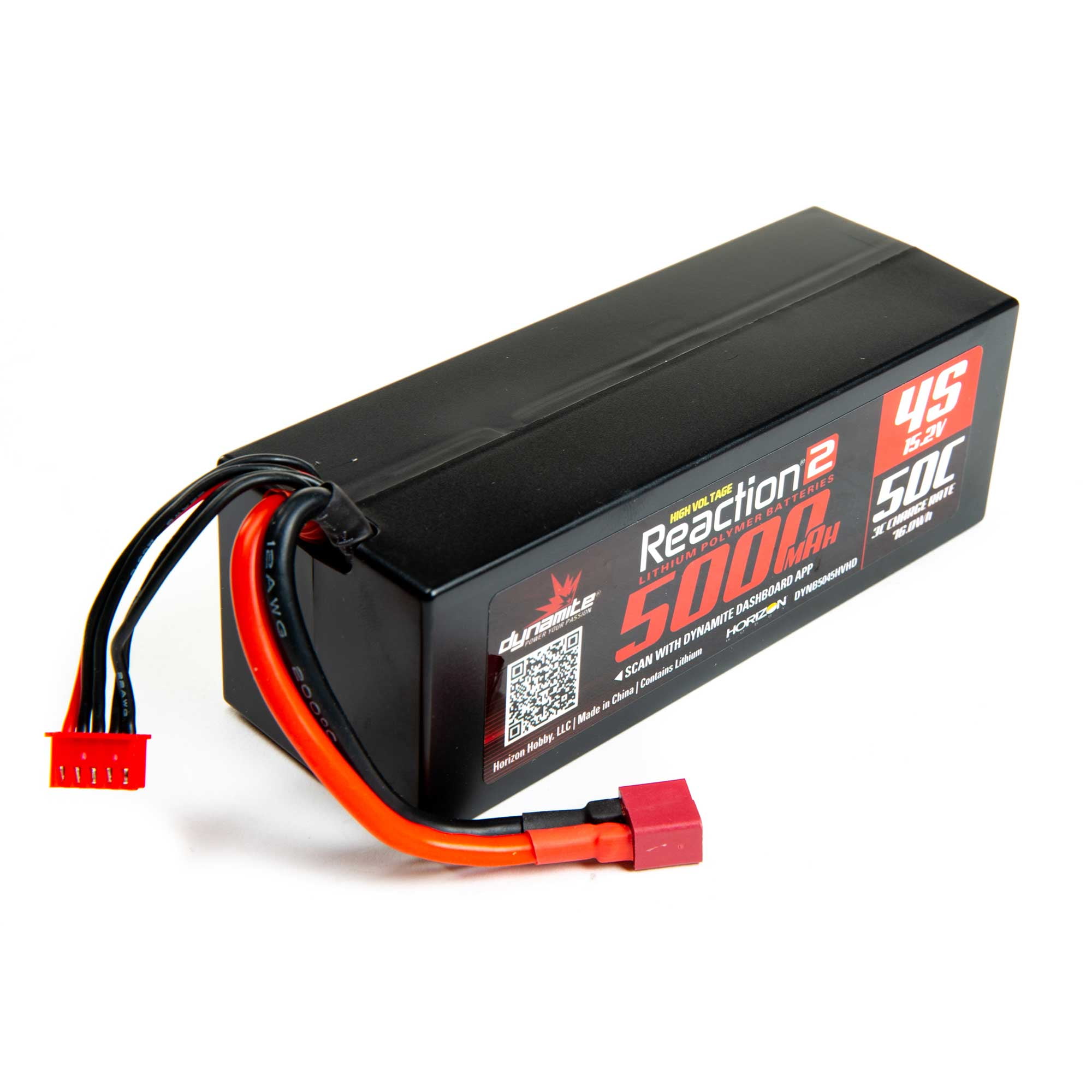 Dynamite Reaction2 15.2VHV 5000mAh 4S 50C LiPo CaseDeans DYNB5045HVHD ...