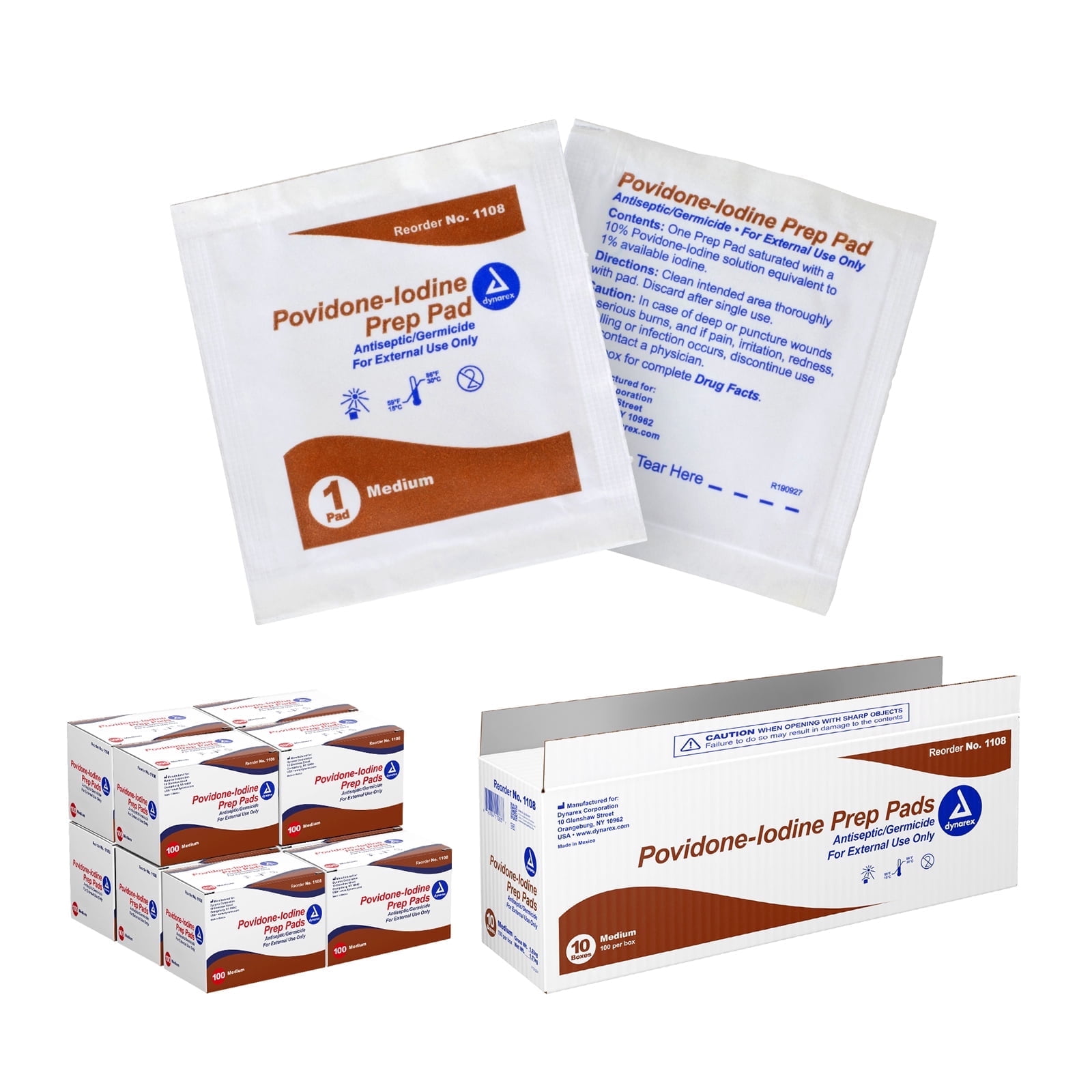 Dynarex Povidone-Iodine Prep Pads, Saturated with Povidone Iodine 10% ...