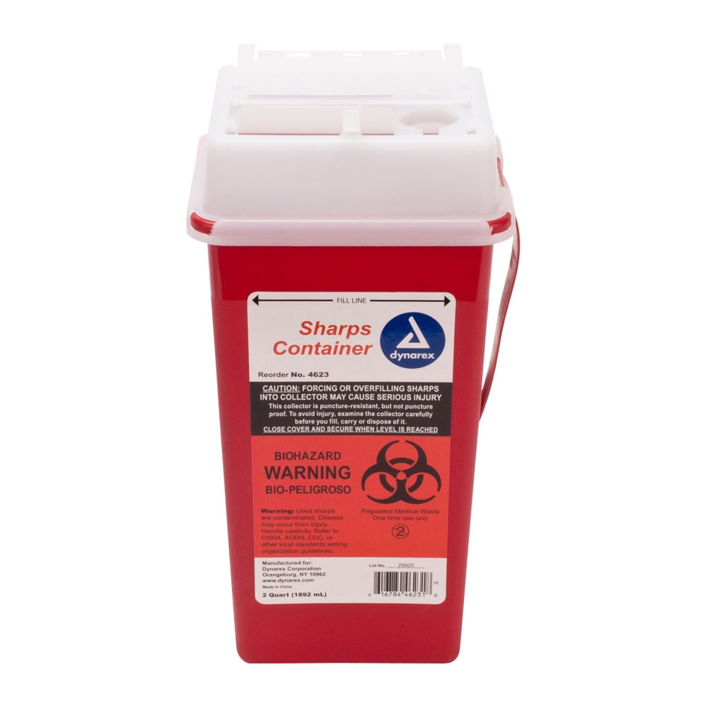 Medical 2 Quart Sharps Container Needle Disposal, Dimensions - 8.5 H x ...