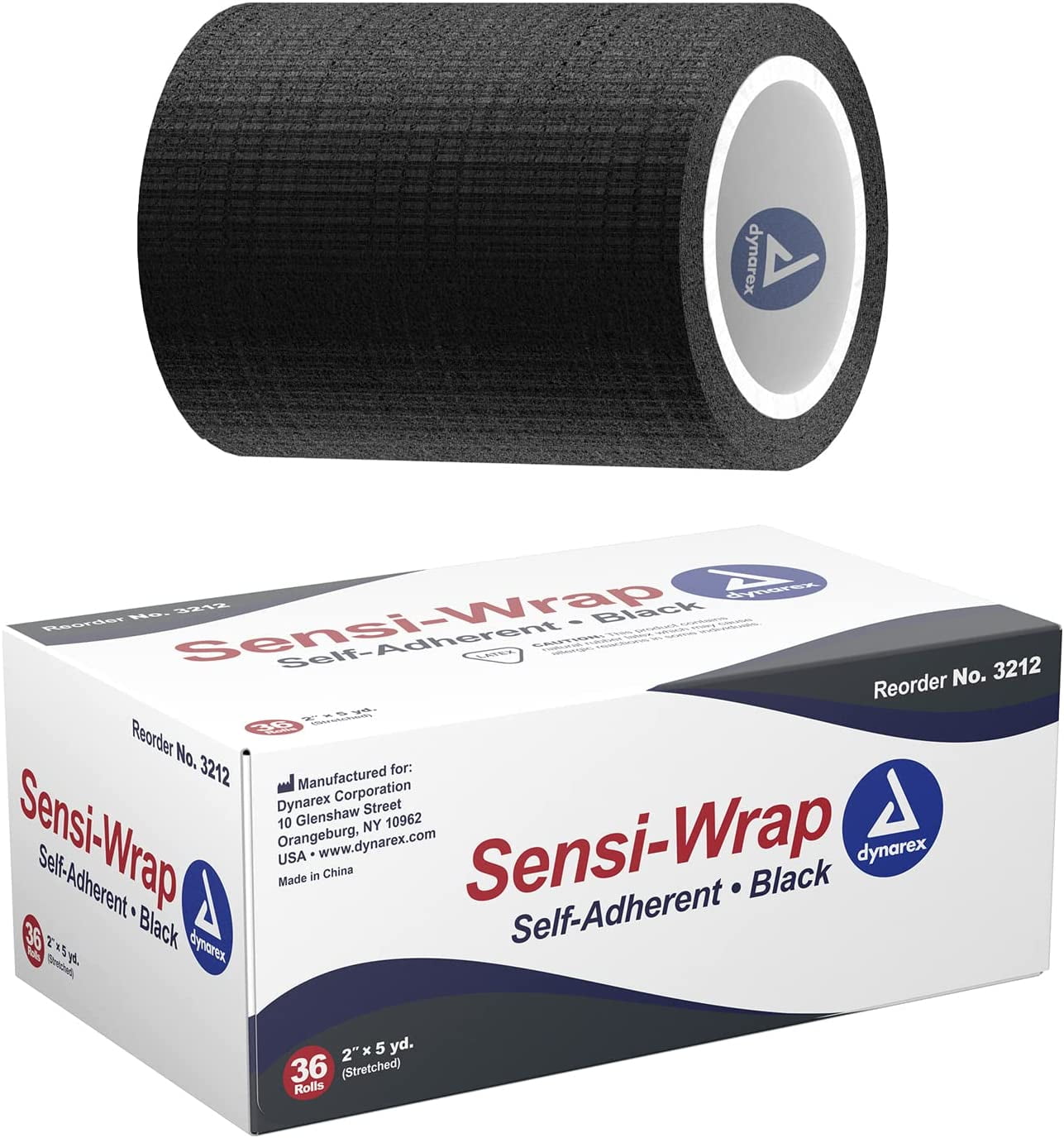 Dynarex 3212 Sensi Wrap Self-Adherent 2 in. x 5 yds Black (Box of 36 ...