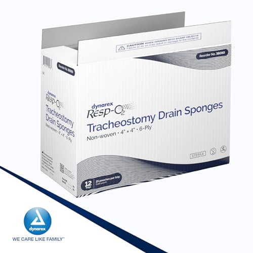 Dynarex 35050 Tracheostomy Drain Sponge, 4" Length, 4" Width, 6 Ply ...
