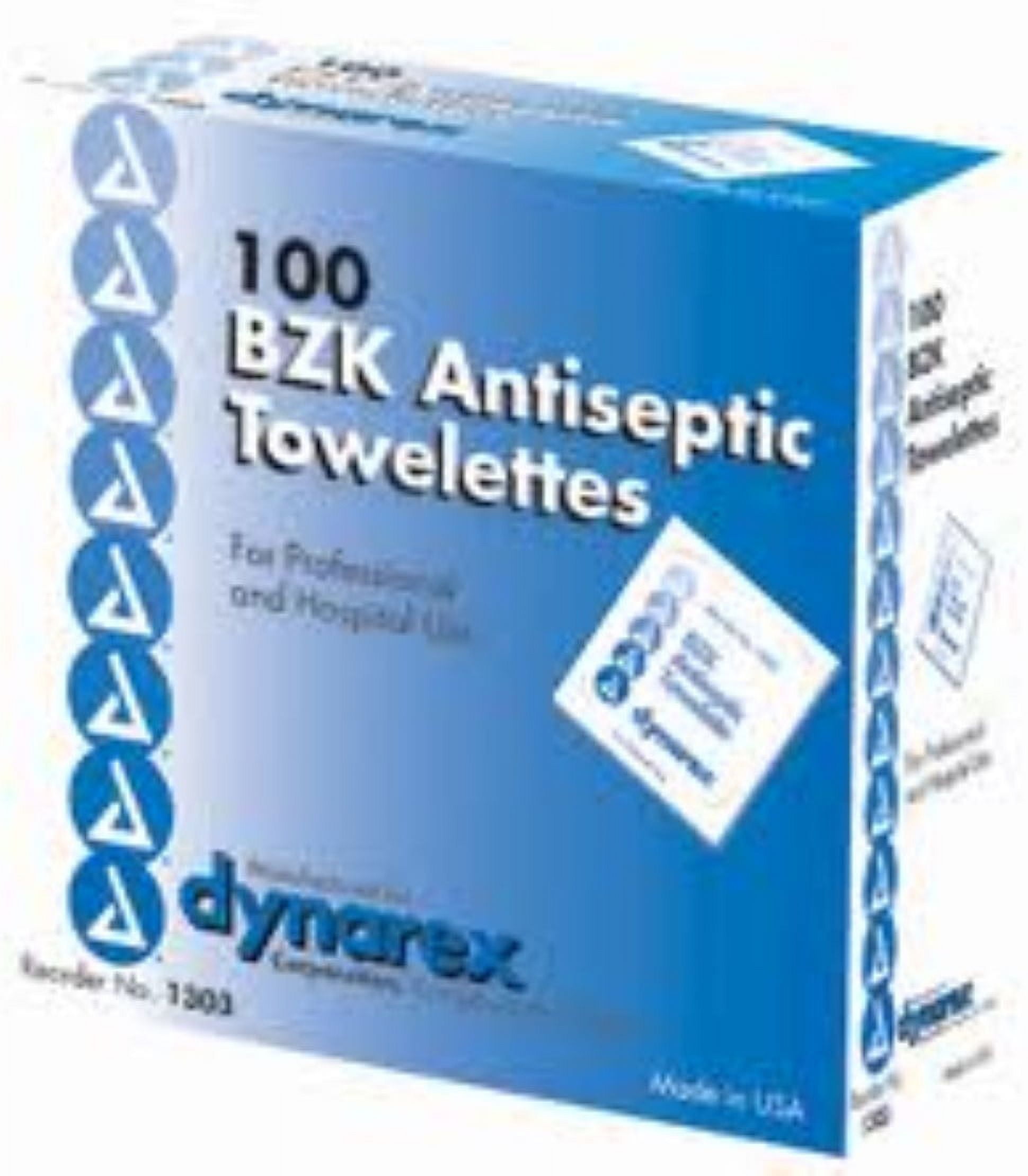 Dynarex BZK Antiseptic Towelettes, Alcohol Free, Non-Stinging, Pack of ...