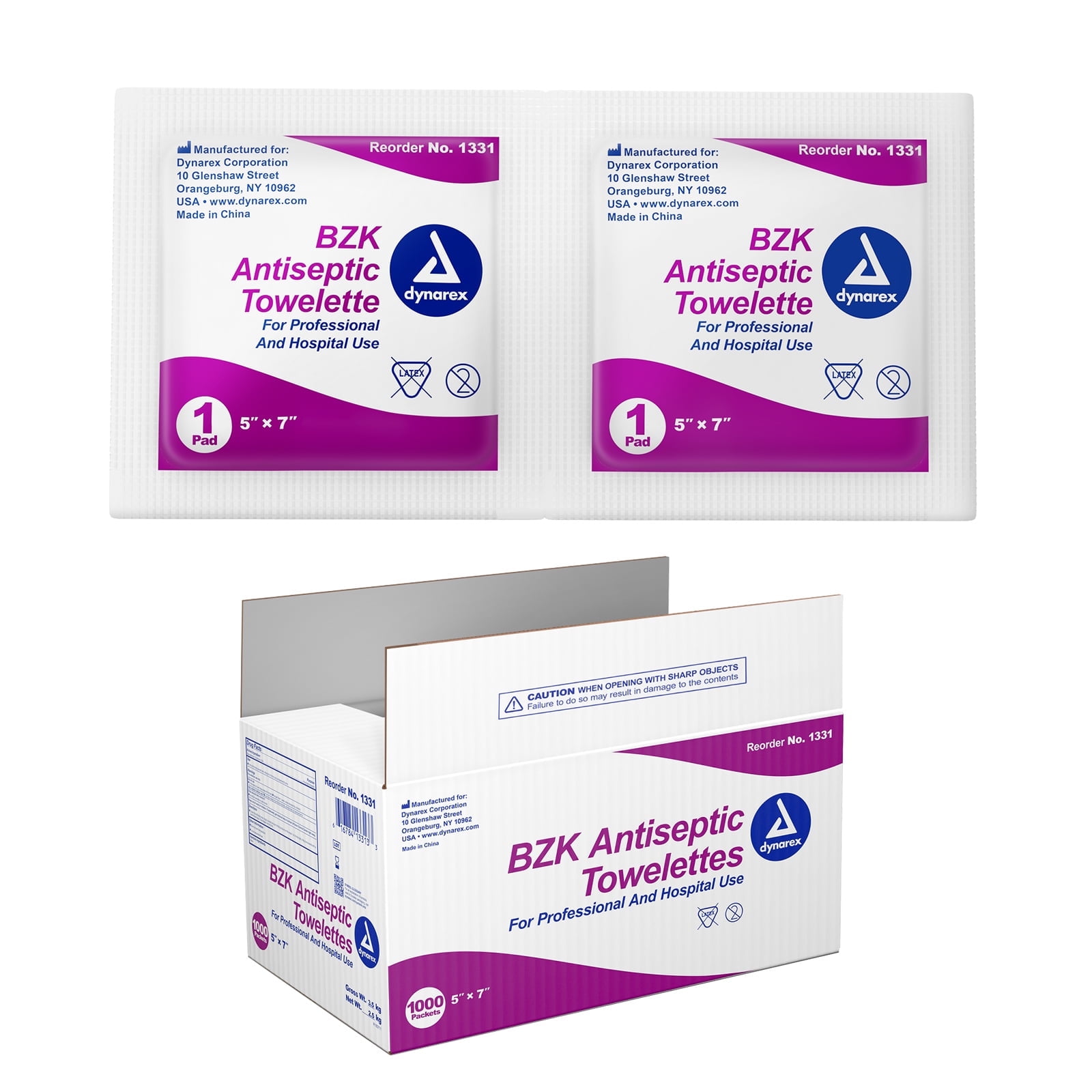 Dynarex BZK Antiseptic Towelettes, Alcohol & Fragrance Free Hand ...