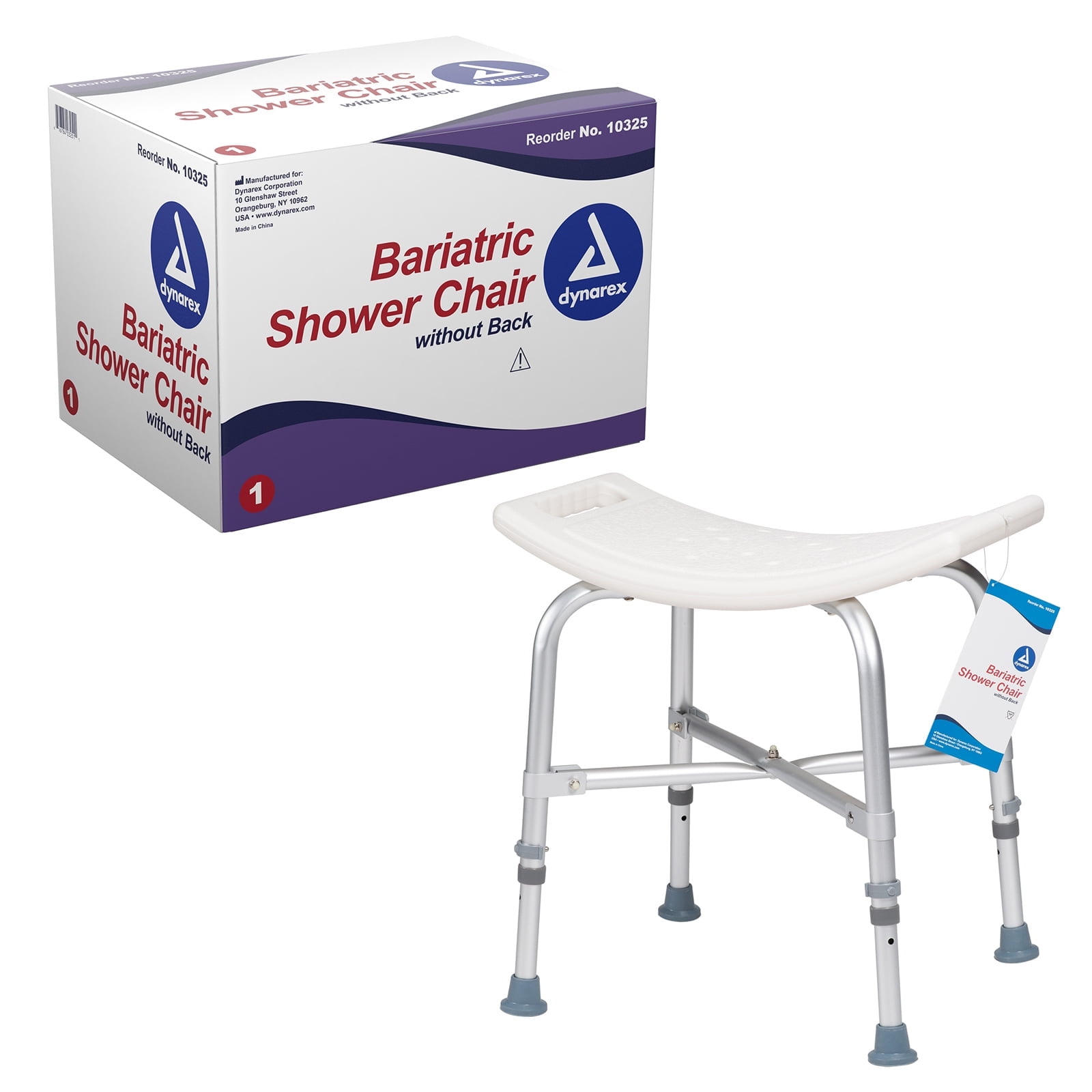 Dynarex Bariatric Safety Shower Chair without Back - 500 lb. Weight ...