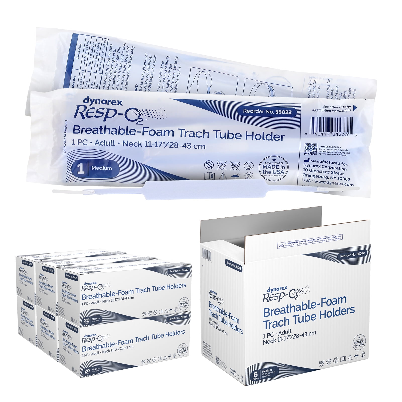 Dynarex Breathable Foam Trach Tube Holder - Adjustable Tracheostomy ...