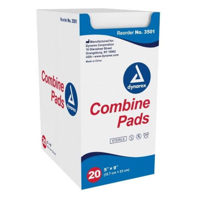 Dynarex Combine Pad, 5 Inches x 9 Inches, 20 Count - Walmart Business ...
