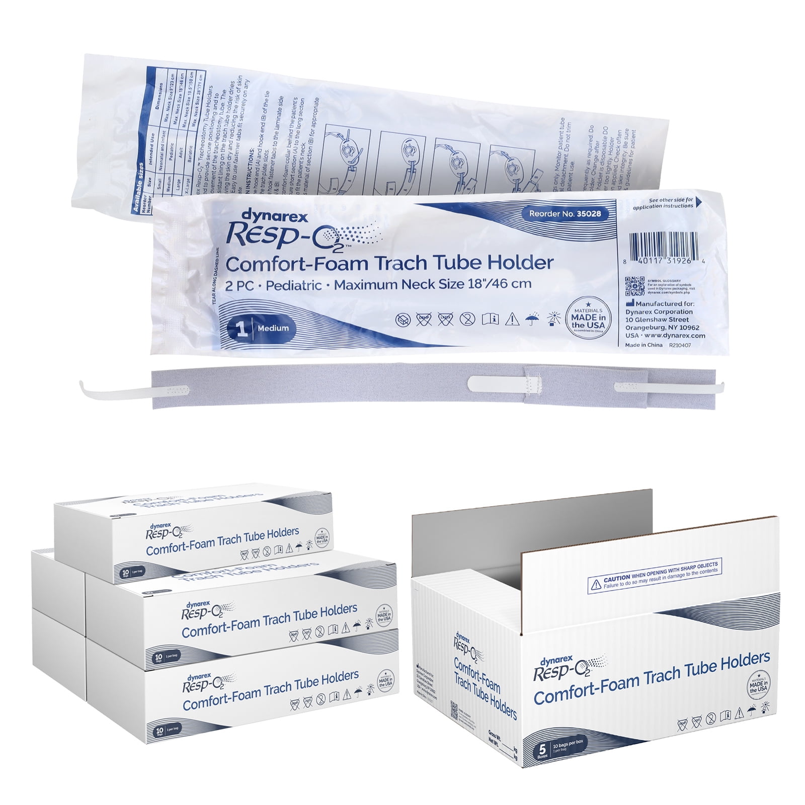 Dynarex Comfort-Foam Tracheostomy Tube Holder - with Soft Foam Tube ...