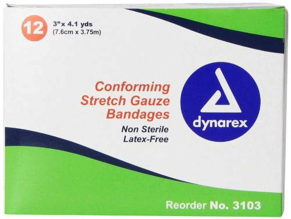 Dynarex Conforming Stretch Gauze Bandage Sterile #3103 3"x4.1YD 12 ...