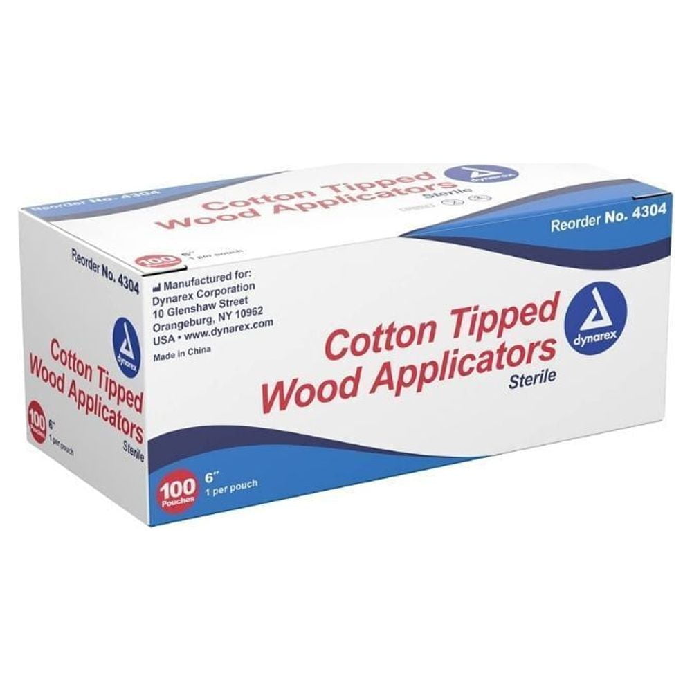 Dynarex Cotton Tipped Applicators, 6" Non-Sterile Wood Applicator with ...