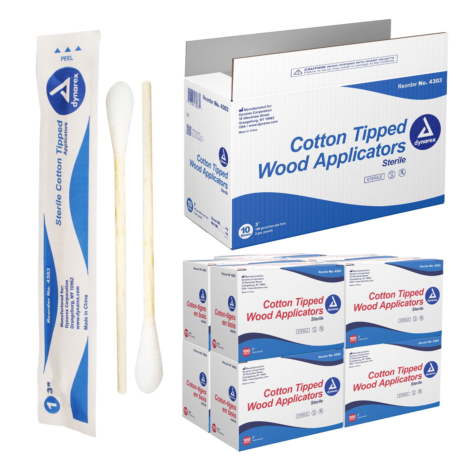 Dynarex Sterile Cotton Tipped Wooden Swab Applicators, 3" - (100/Pack ...