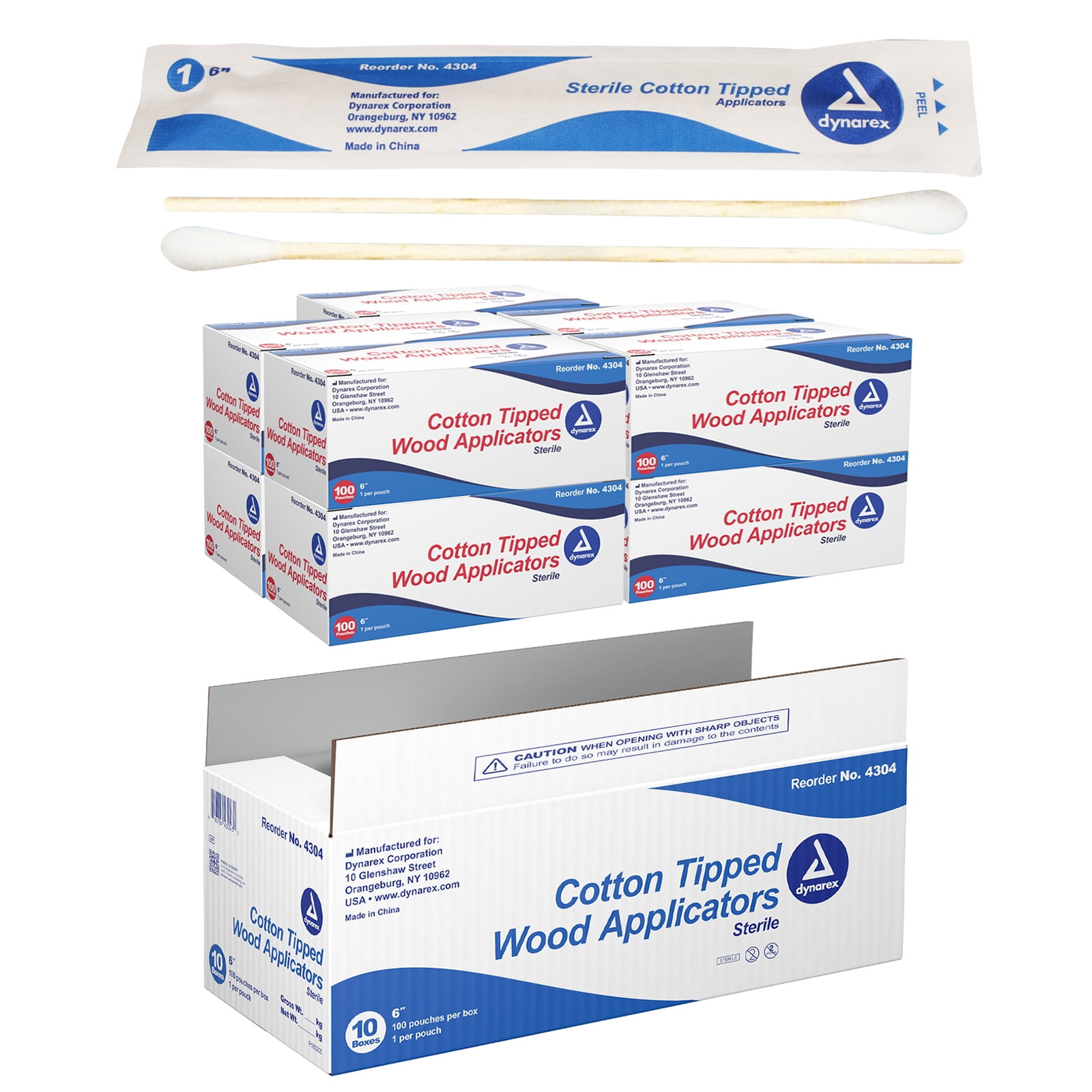 "Dynarex Sterile Cotton Tipped Wooden Stick Applicators, 6"" - 100/Pack ...
