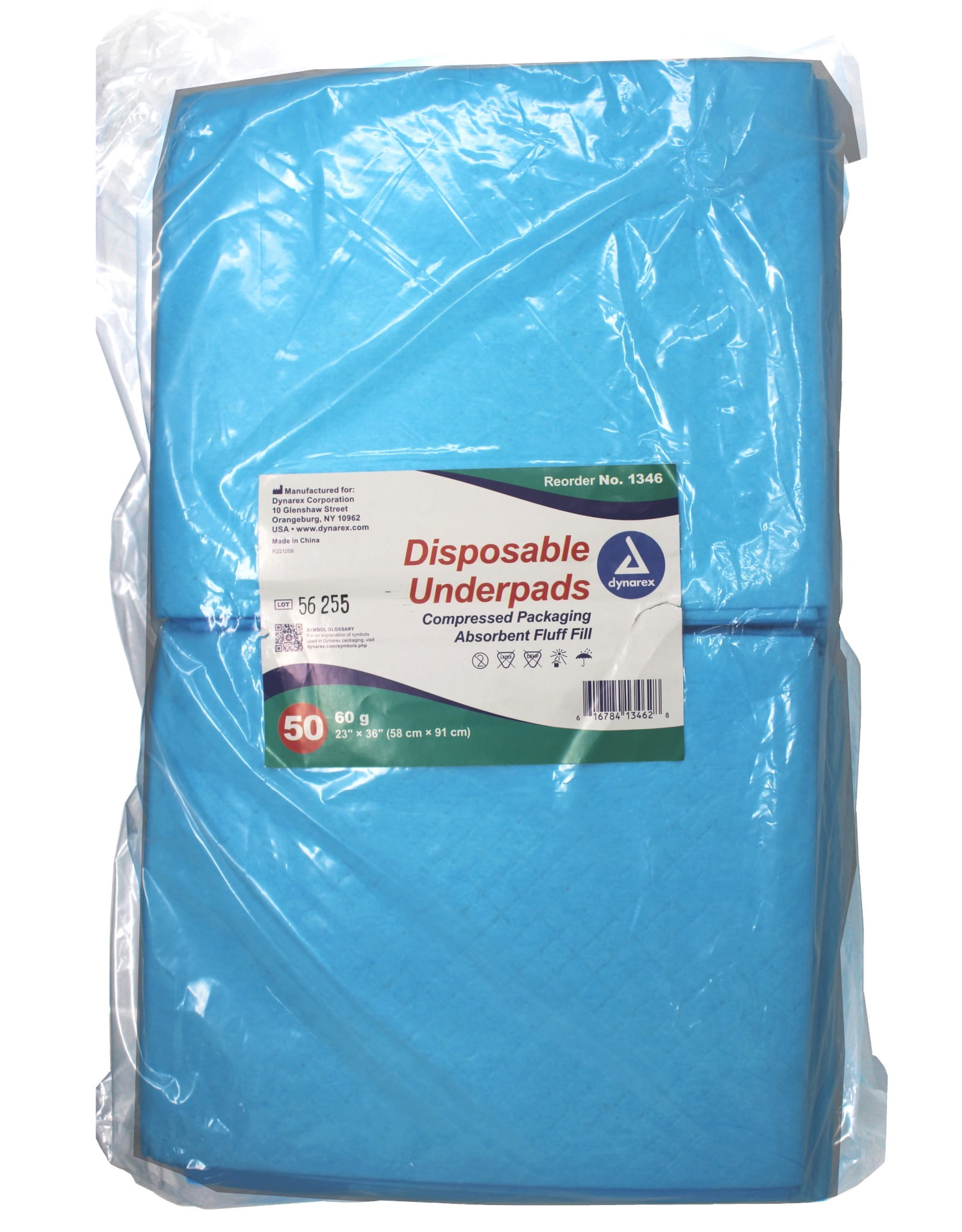 Dynarex Disposable Underpads 23 x 36, 60g (1346), Medical-Grade ...