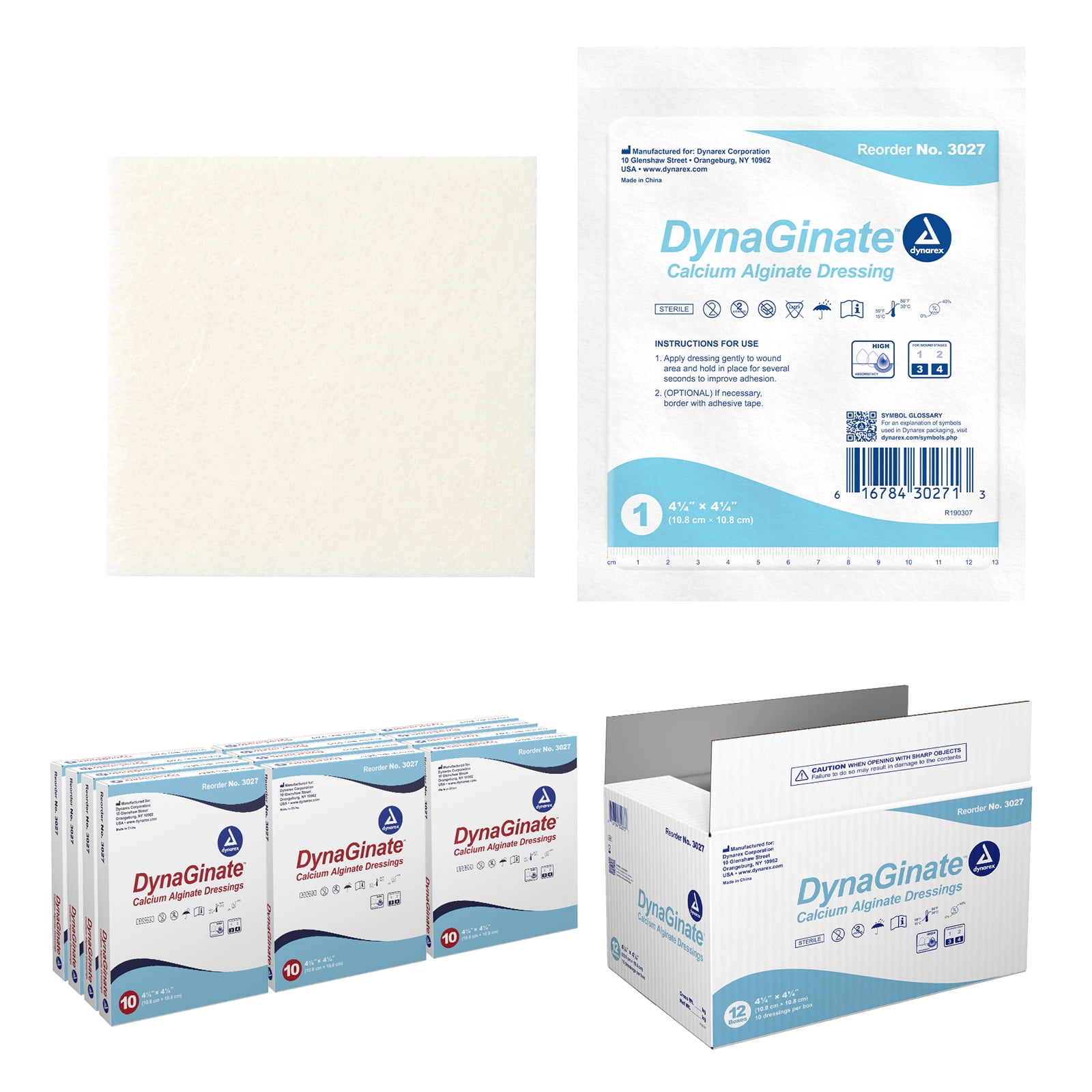 Dynarex DynaGinate Calcium Alginate Wound Dressing - Sterile, Non-Stick ...
