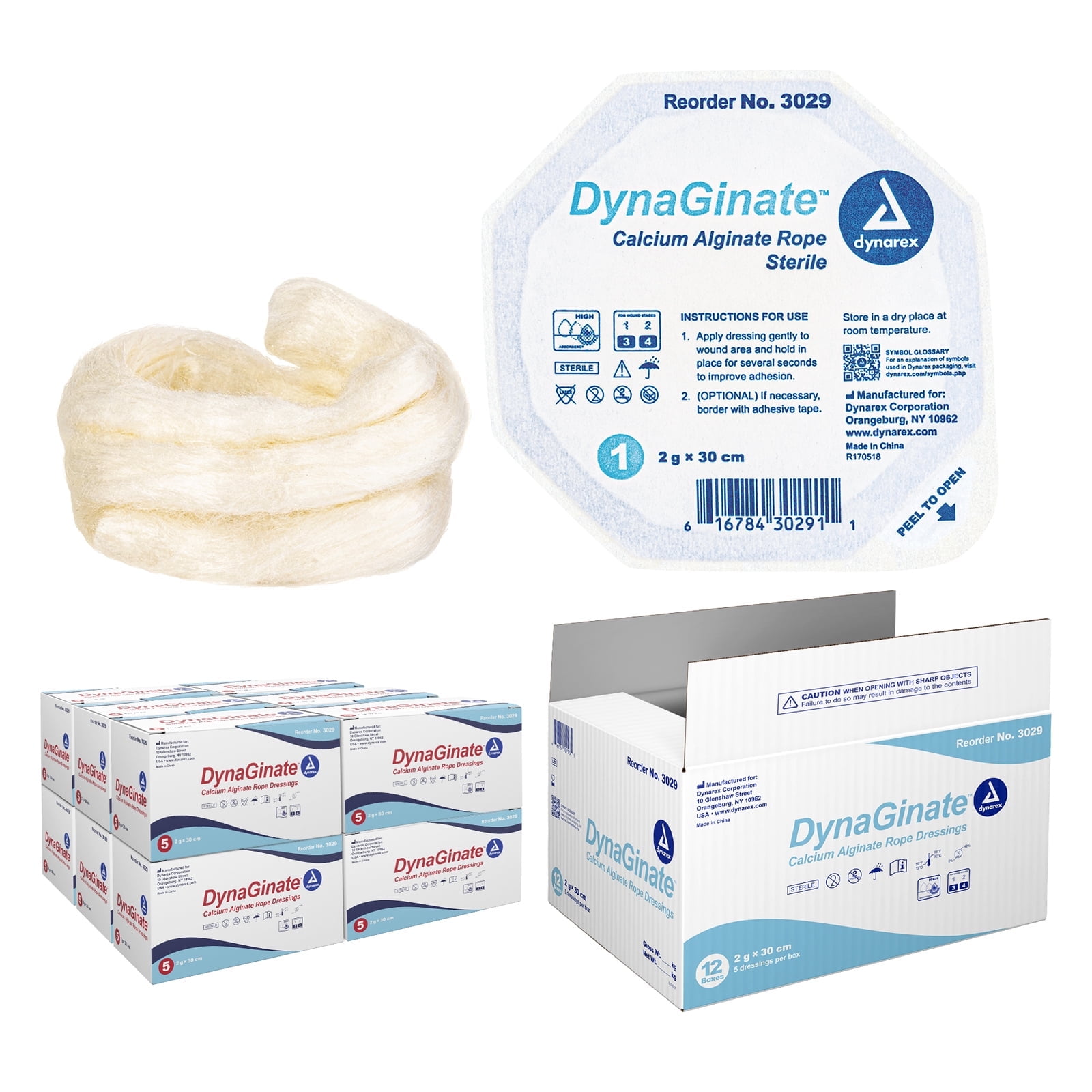 Dynarex DynaGinate Calcium Alginate Wound Dressing - Sterile, Non-Stick ...