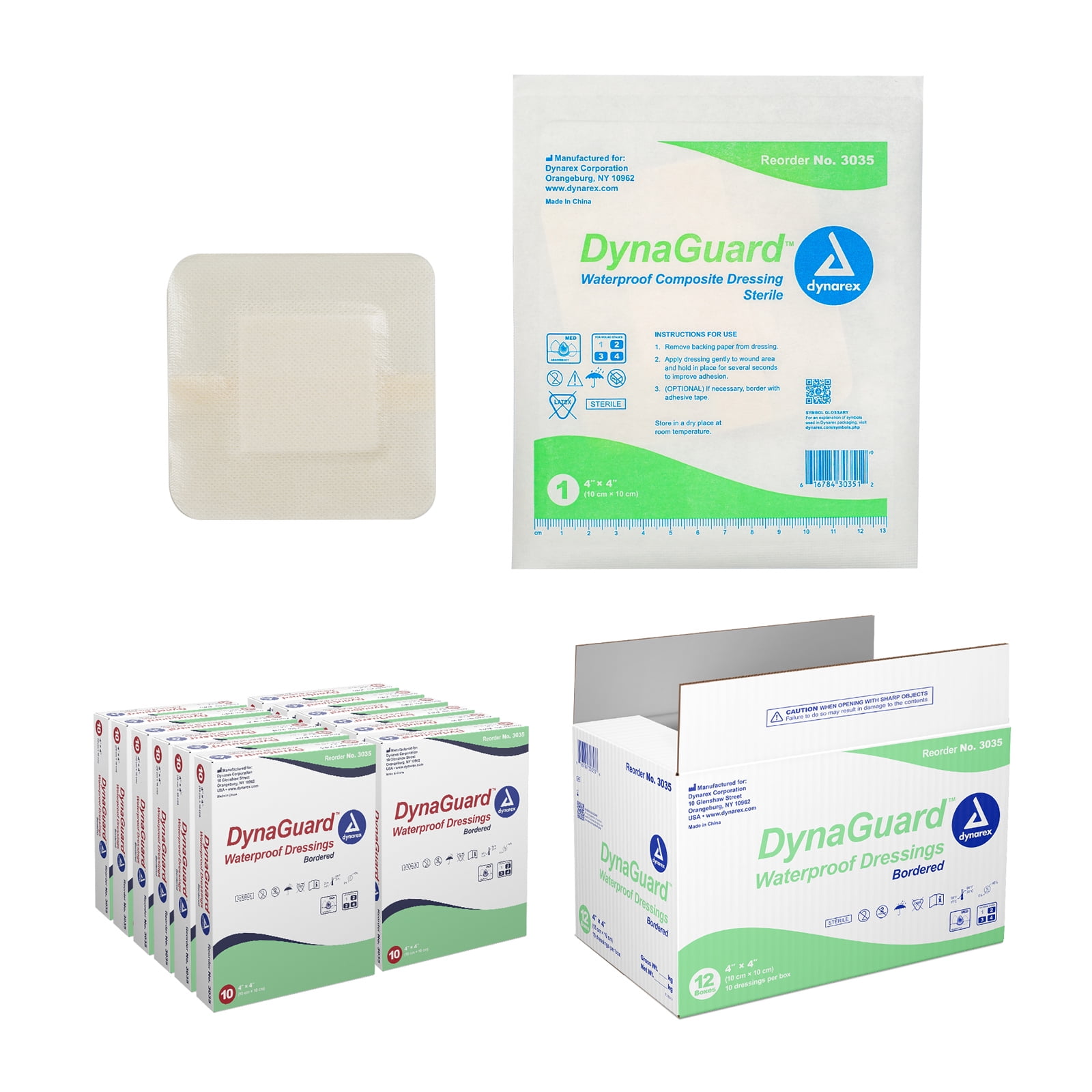 Dynarex DynaGuard Waterproof Dressings, Sterile, Four-Layer Composite ...
