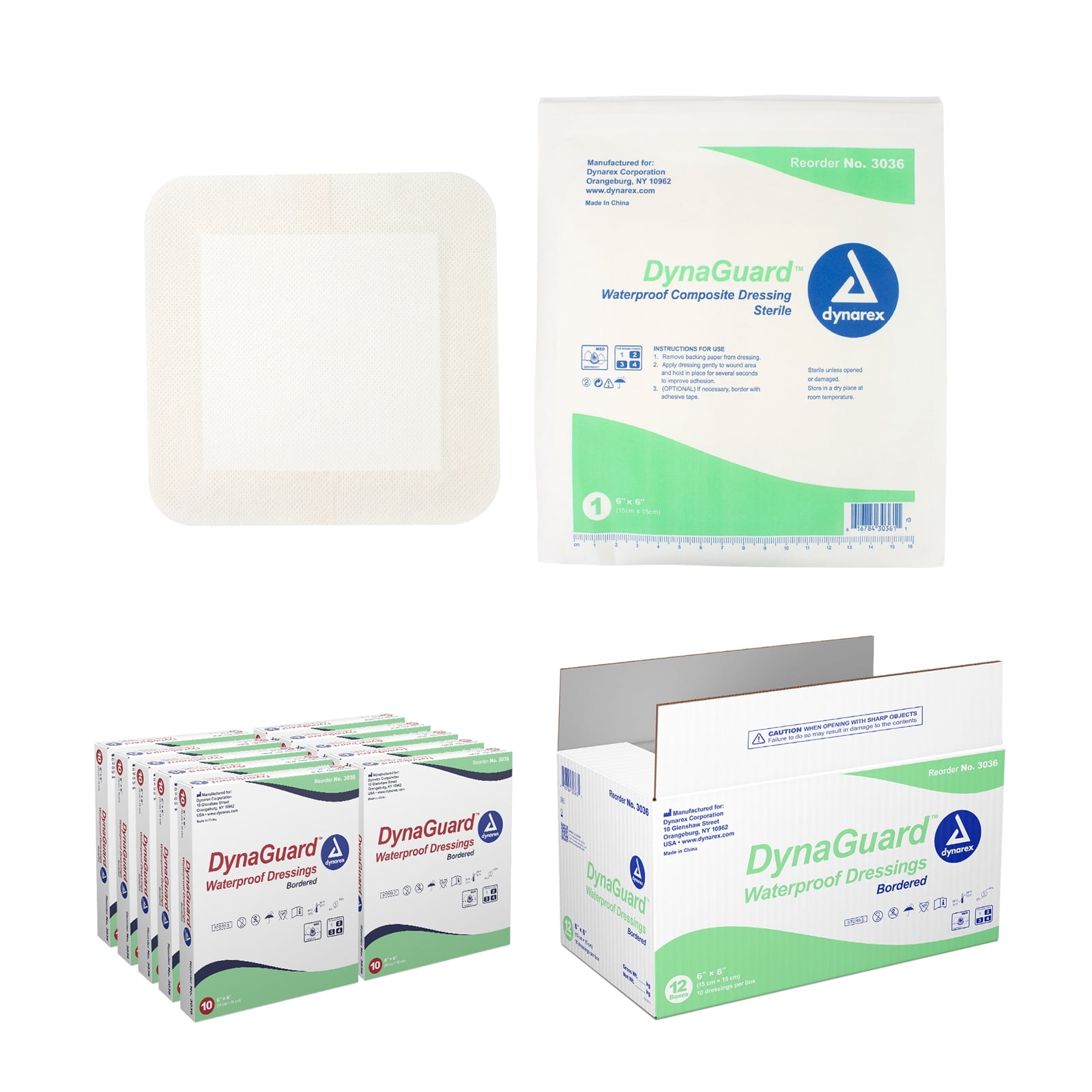 Dynarex DynaGuard Waterproof Dressings, Sterile, Four-Layer Composite ...