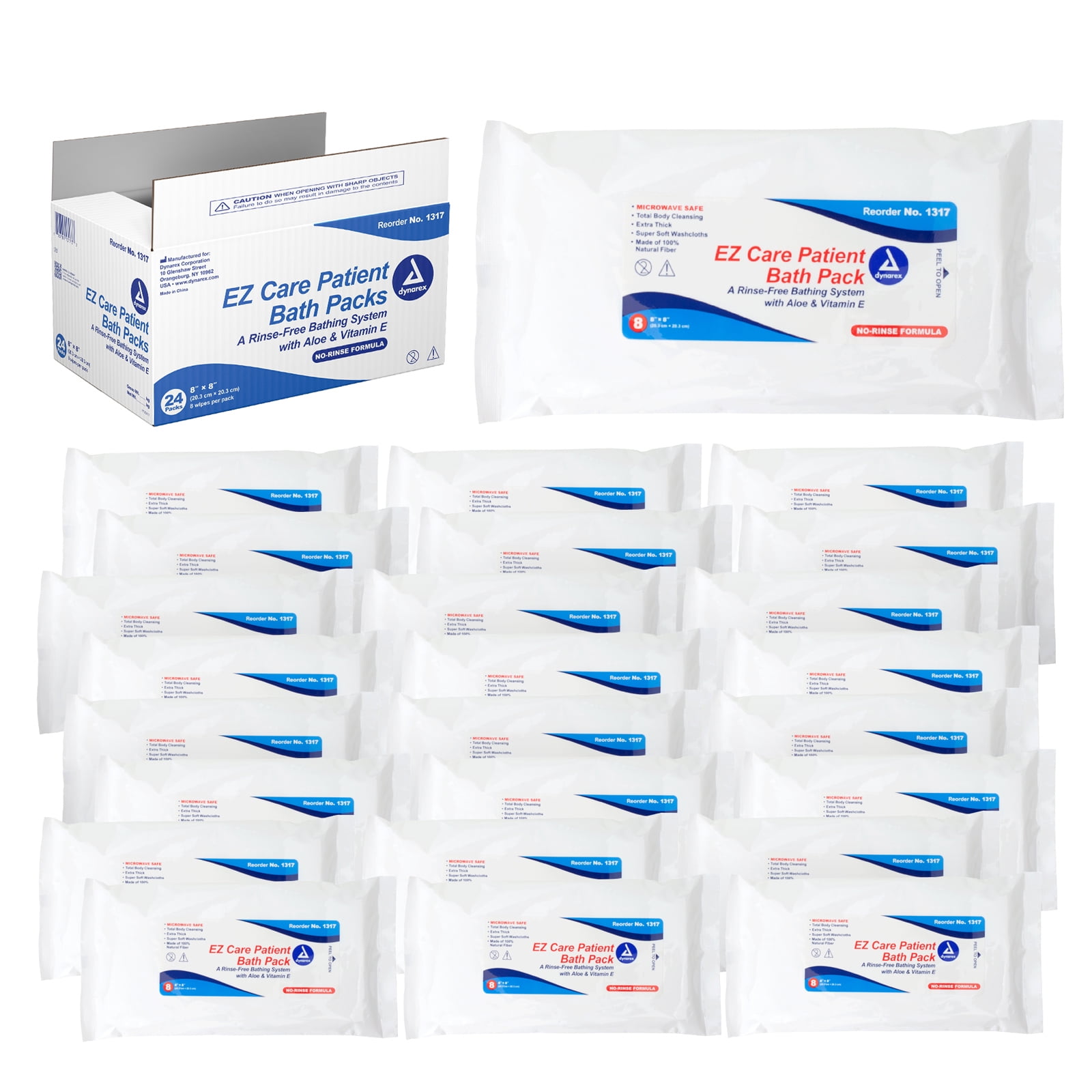 Dynarex EZ Care Patient Bath Packs, Pre-Moistened Disposable Wet Wipes ...