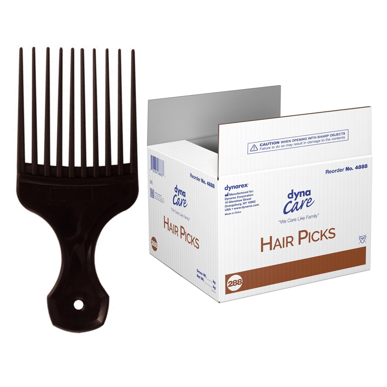 Dynarex Fine Toothed Hair Pick - Plastic Hair Pick - Grooming ...