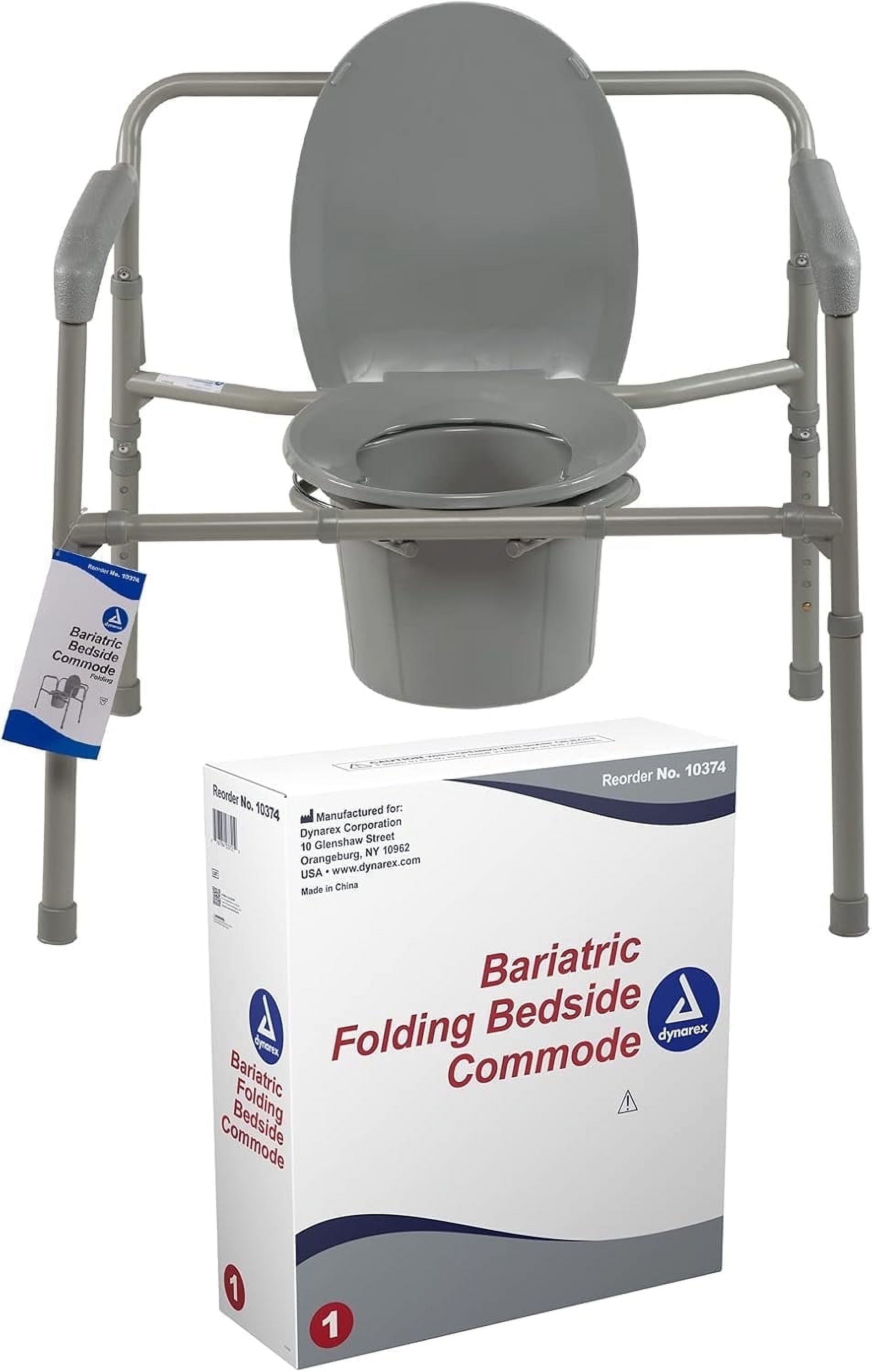 Dynarex Bariatric Folding Bedside Commode, 3-in-1, Portable Toilet ...