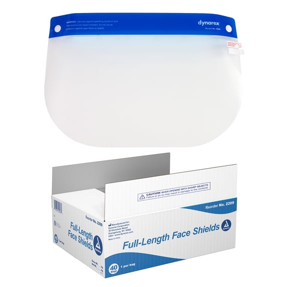 Dynarex Full-Length Face Shield - Protective Wrap-Around Visor with ...