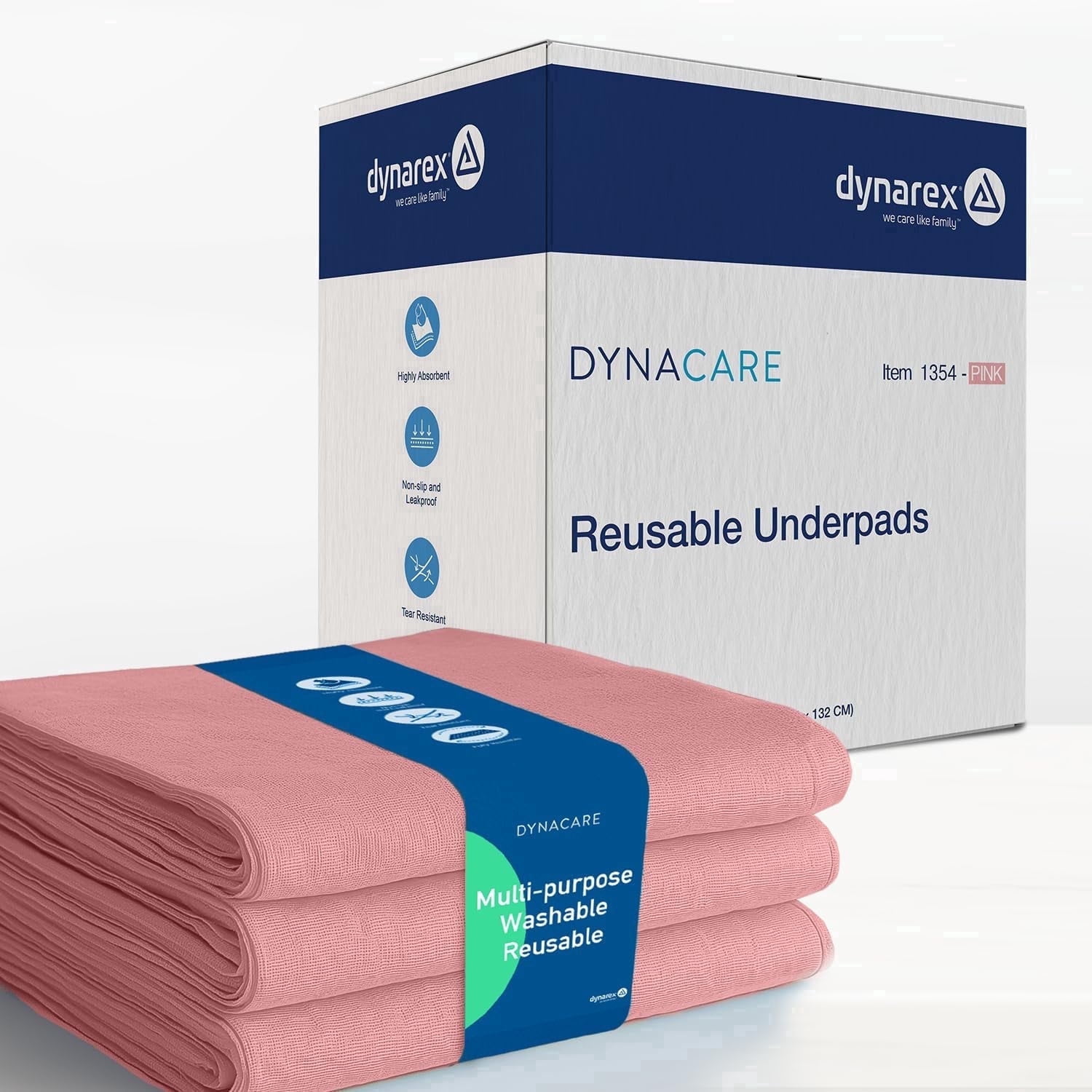 Dynarex DynaCare Incontinence Bed Pads, Reusable Washable Underpads, 34 ...