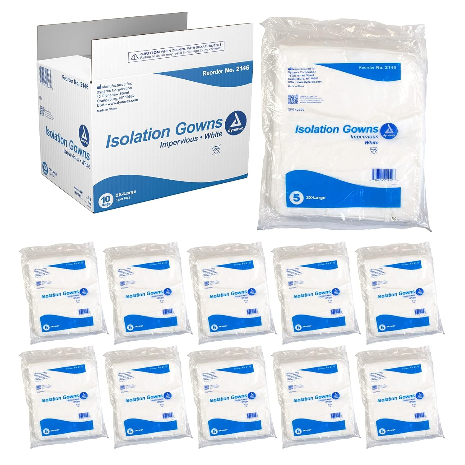 Dynarex Isolation Gowns - Full-Length, Max-Coverage Disposable PPE ...