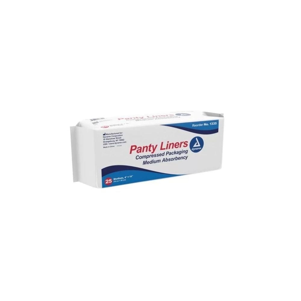 Dynarex Medium Absorbency Panty Liners with Adhesive Tab, 4" x 11" (25 ...