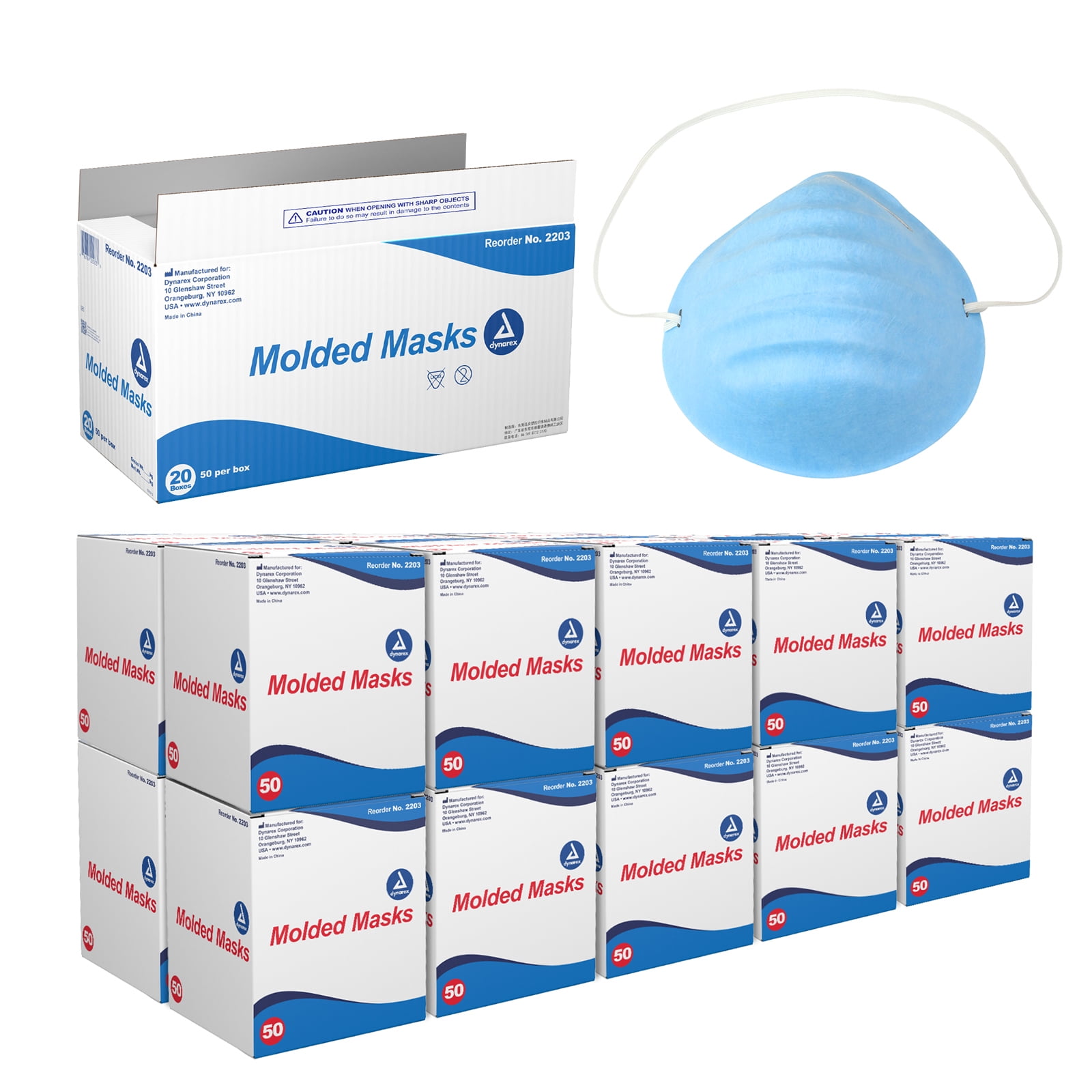 Dynarex Molded Face Mask, Fiberglass-free, Breathable, Soft Flared ...