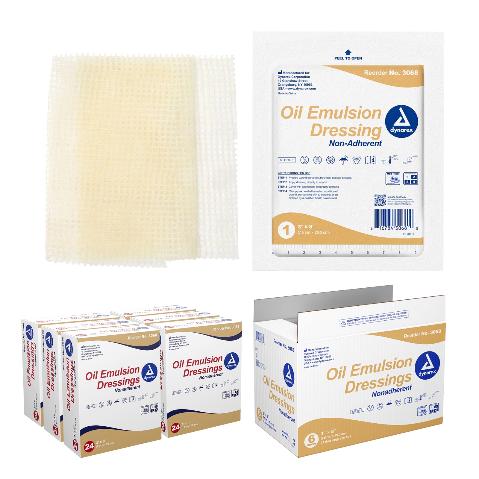Dynarex Oil Emulsion Dressings, Wound Care, Absorbent, 3” x 8” Sterile ...