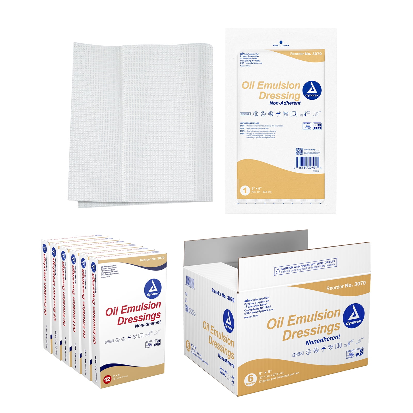 Dynarex Oil Emulsion Dressings, Wound Care, Absorbent, 5” x 9” Sterile ...