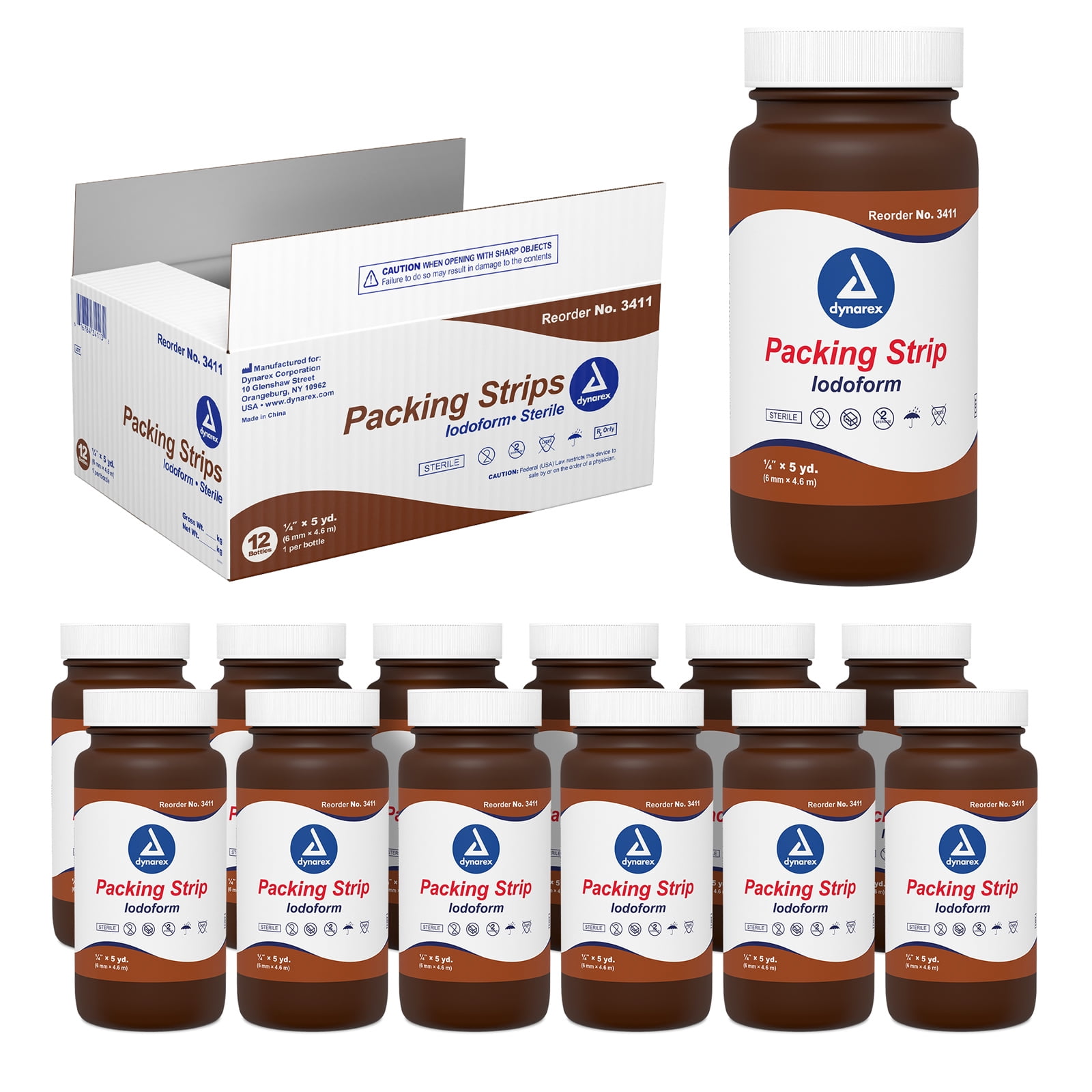 Dynarex Iodoform Packing Strip, Sterile Wound Care, 100% Cotton Woven ...