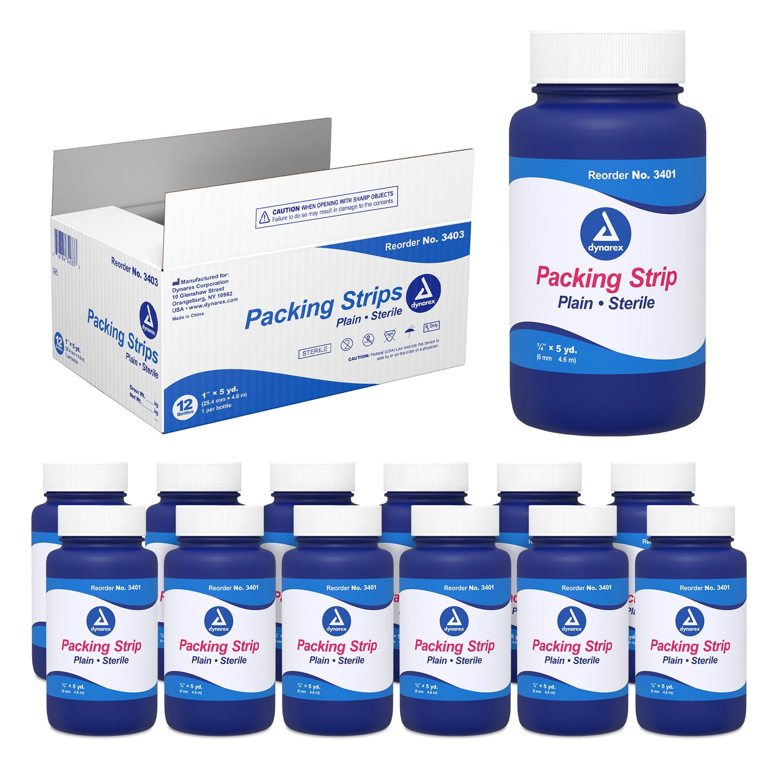 Dynarex Plain Packing Strip, Sterile Wound Care, 100% Cotton Woven ...