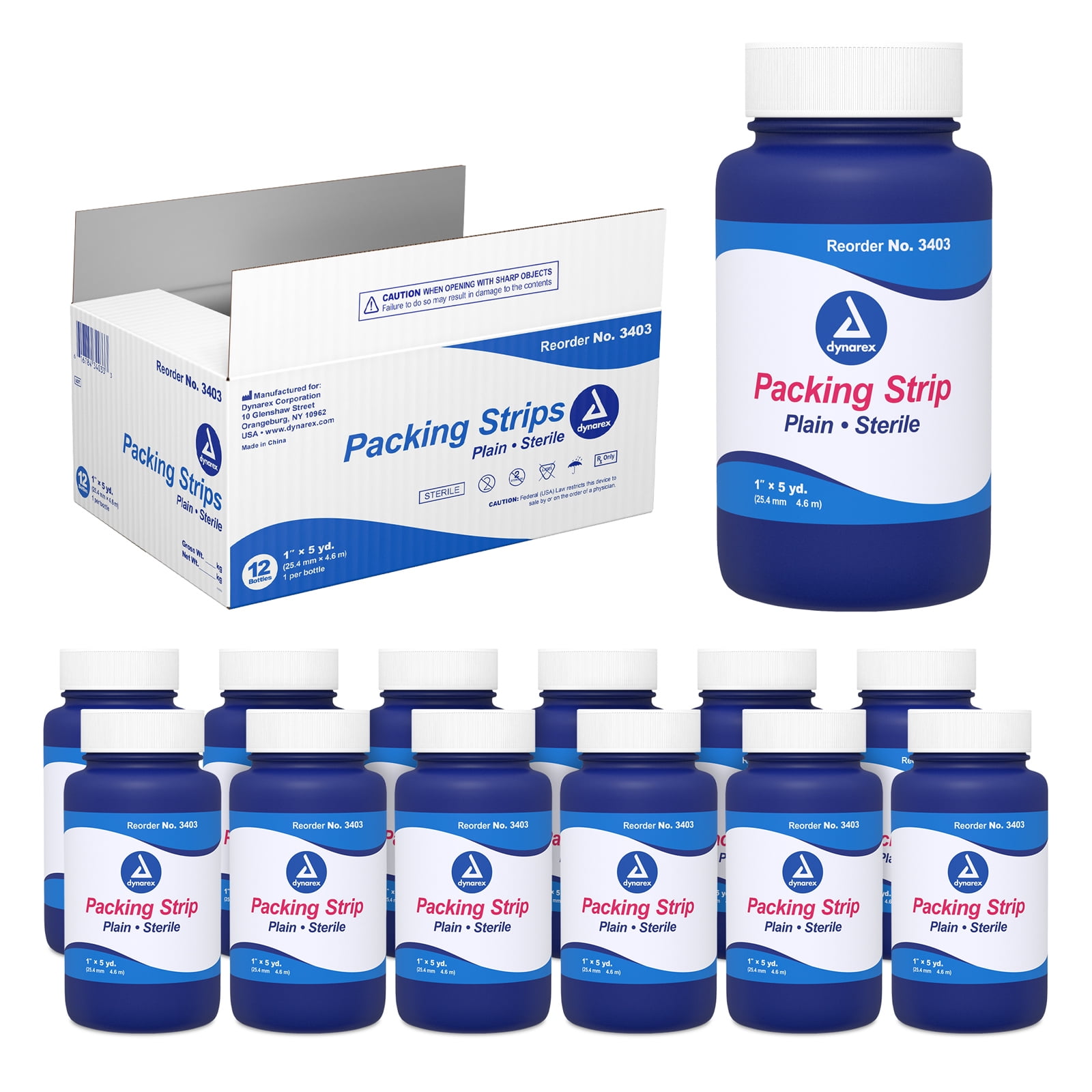 Dynarex Plain Packing Strip, Sterile Wound Care, 100% Cotton Woven ...