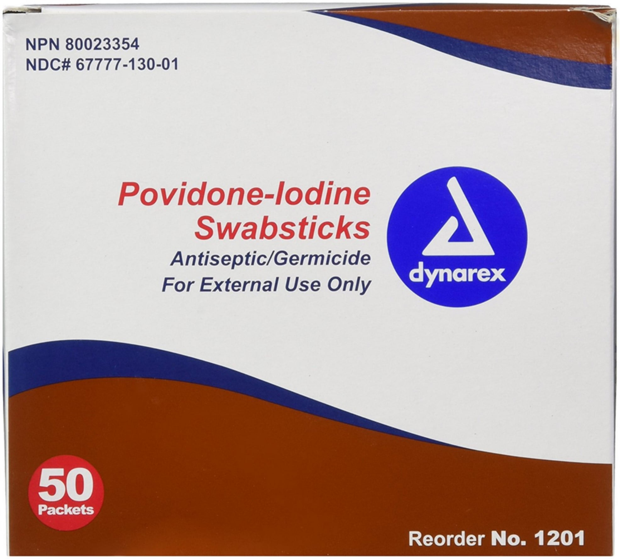 Dynarex Povidone-Iodine Antiseptic Swabsticks 50 ea (Pack of 6 ...