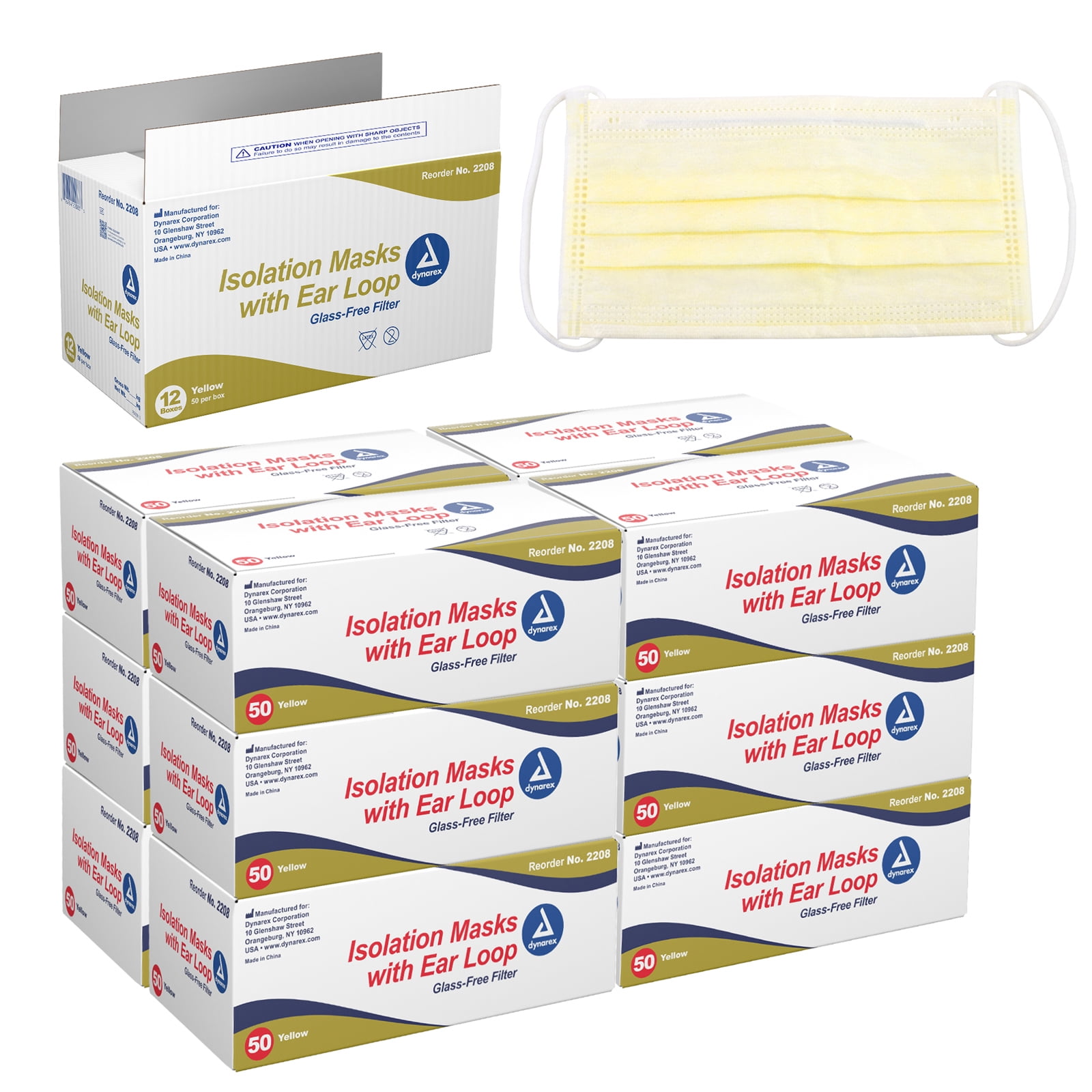 Dynarex Procedure Masks - Triple-Pleated Surgical Masks with No-Glass ...