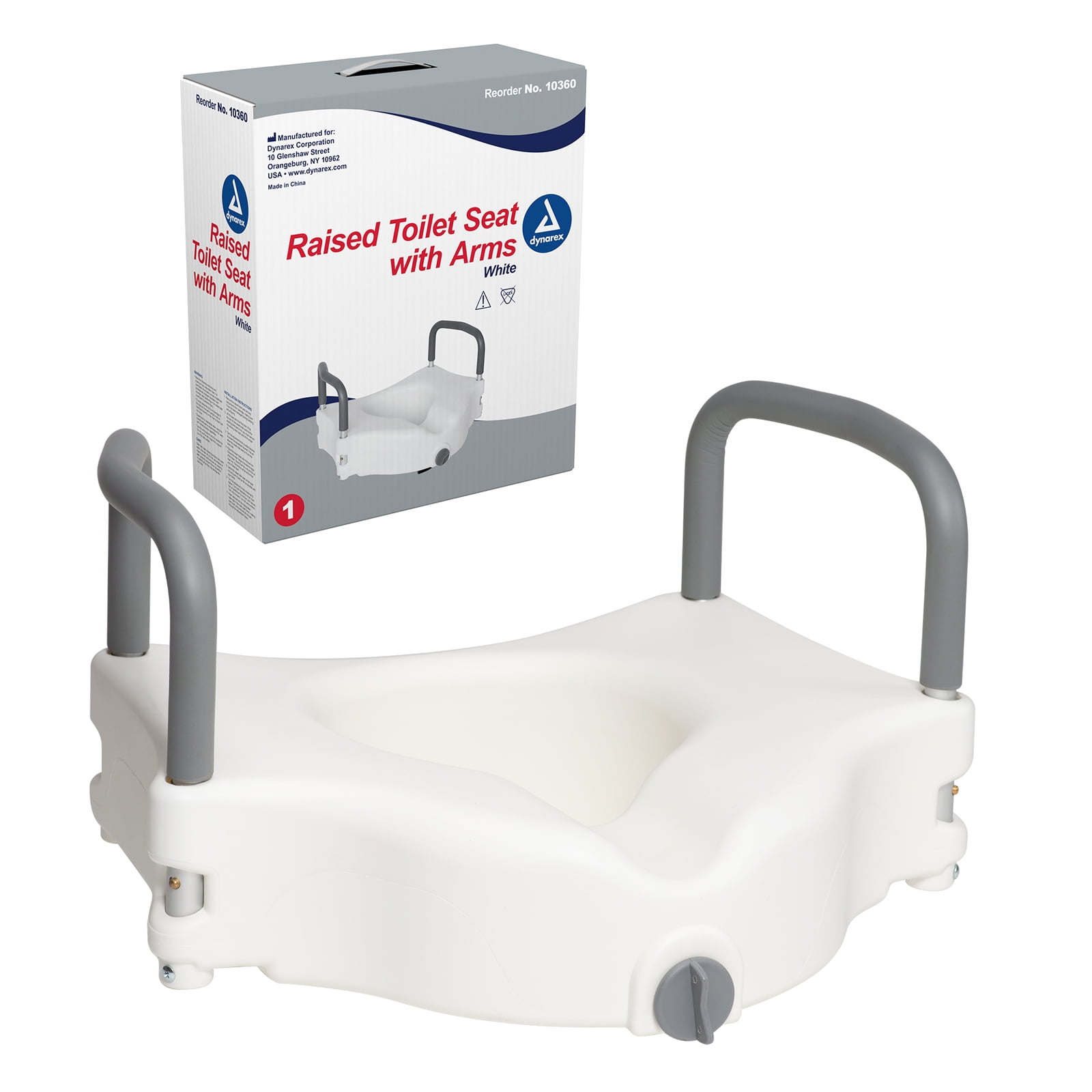 Dynarex Raised Toilet Seat with Arms - Elevated Seat for Post-Surgery Patients or Anyone with ...