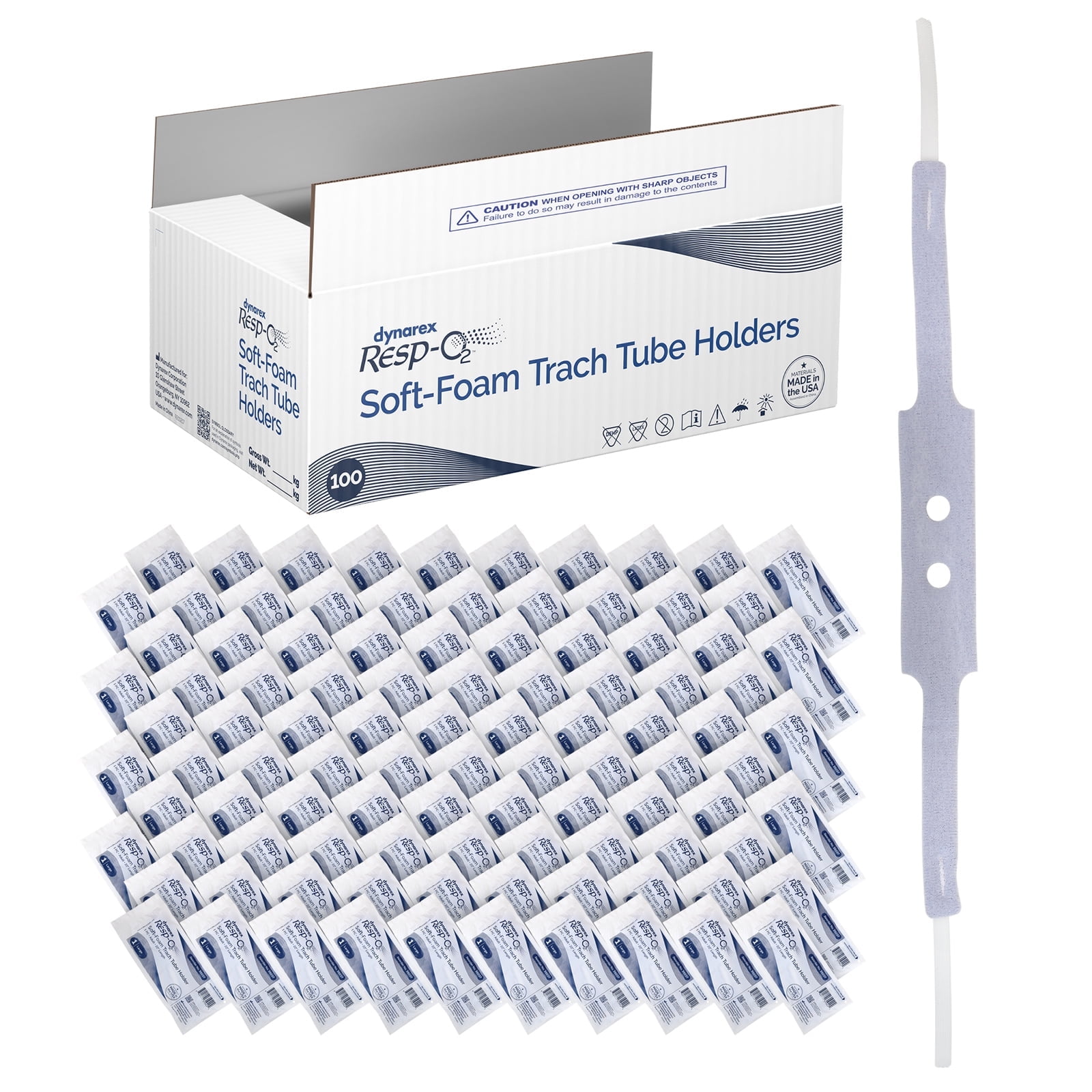 Dynarex Resp-O2 Soft-Foam Trach Tube Holders - Disposable Tracheotomy ...