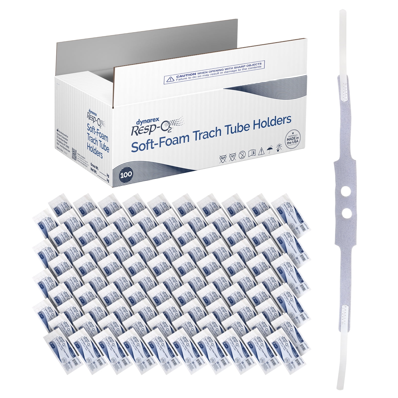 Dynarex Resp-O2 Soft-Foam Trach Tube Holders - Disposable Tracheotomy ...