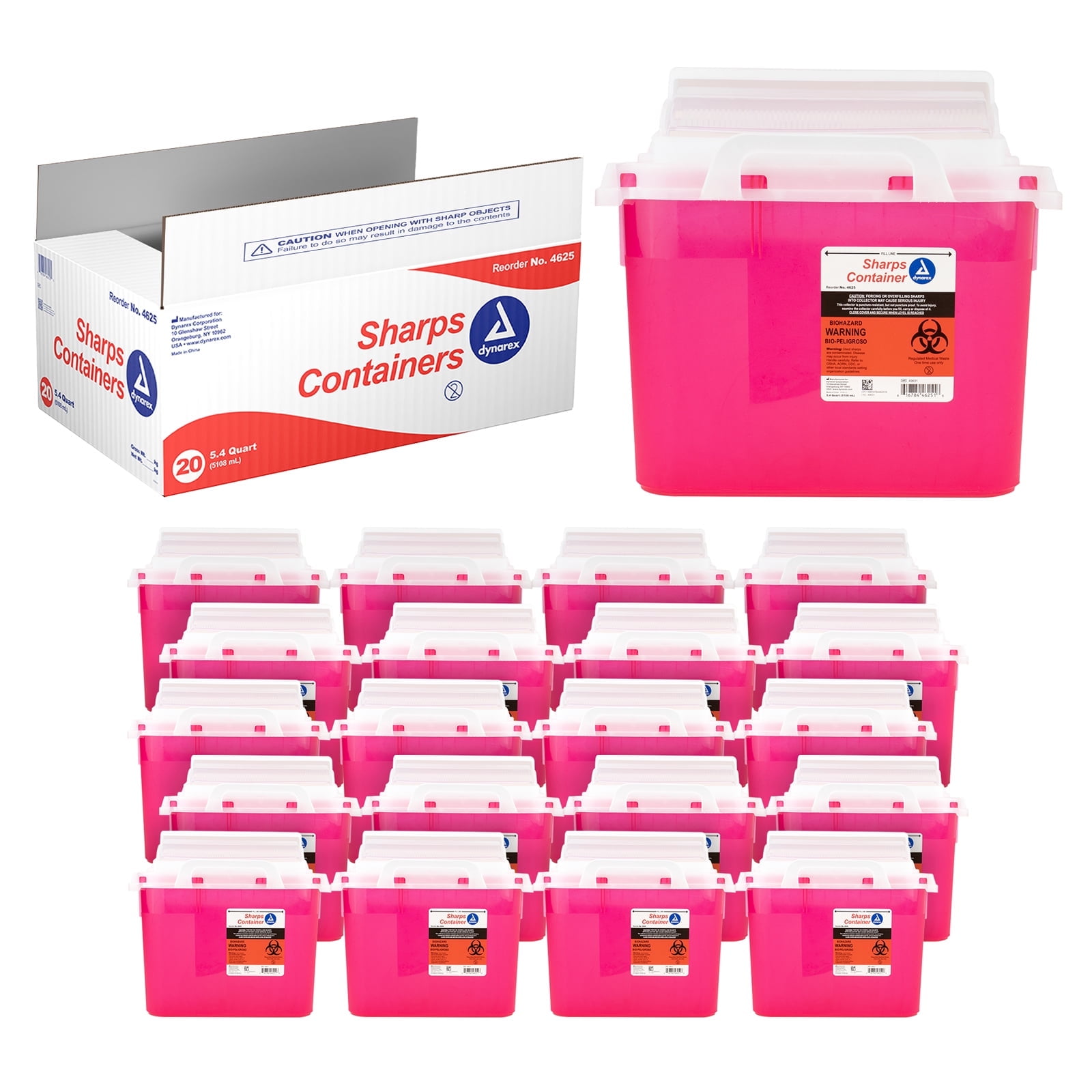 Dynarex Sharps Container, Durable Biohazard Container Ideal for Medical ...