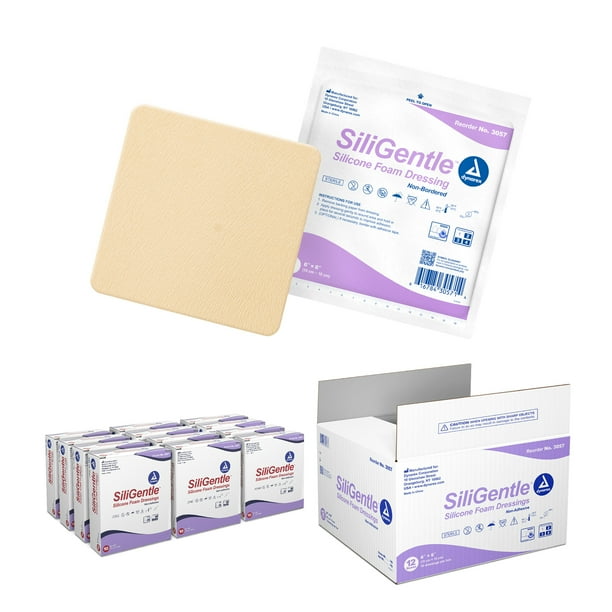 Dynarex SiliGentle Foam Dressings, Advanced Wound Care, Waterproof, 6 ...