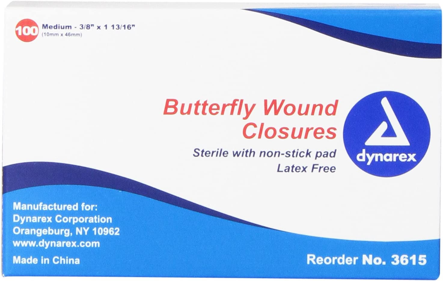 Dynarex Skin Closure Strip 38 X 11316" Plastic Butterfly Closure, White ...