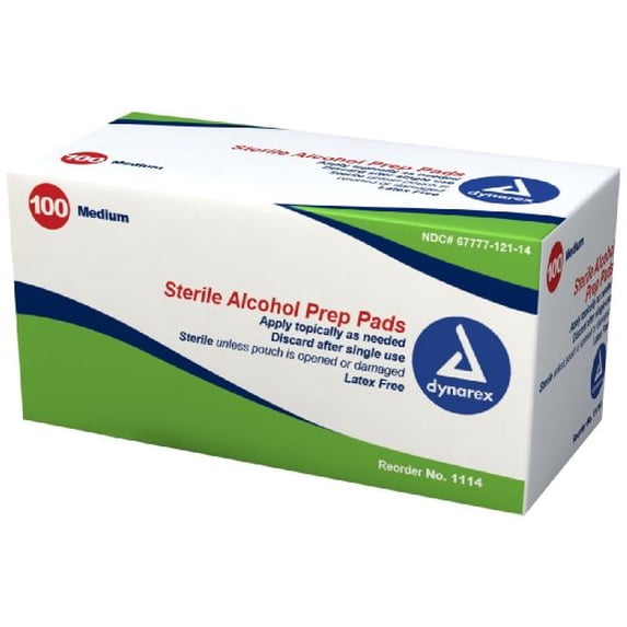 Dynarex Sterile Alcohol Prep Pad, Medium, 100 Count HSA/FSA Eligible ...